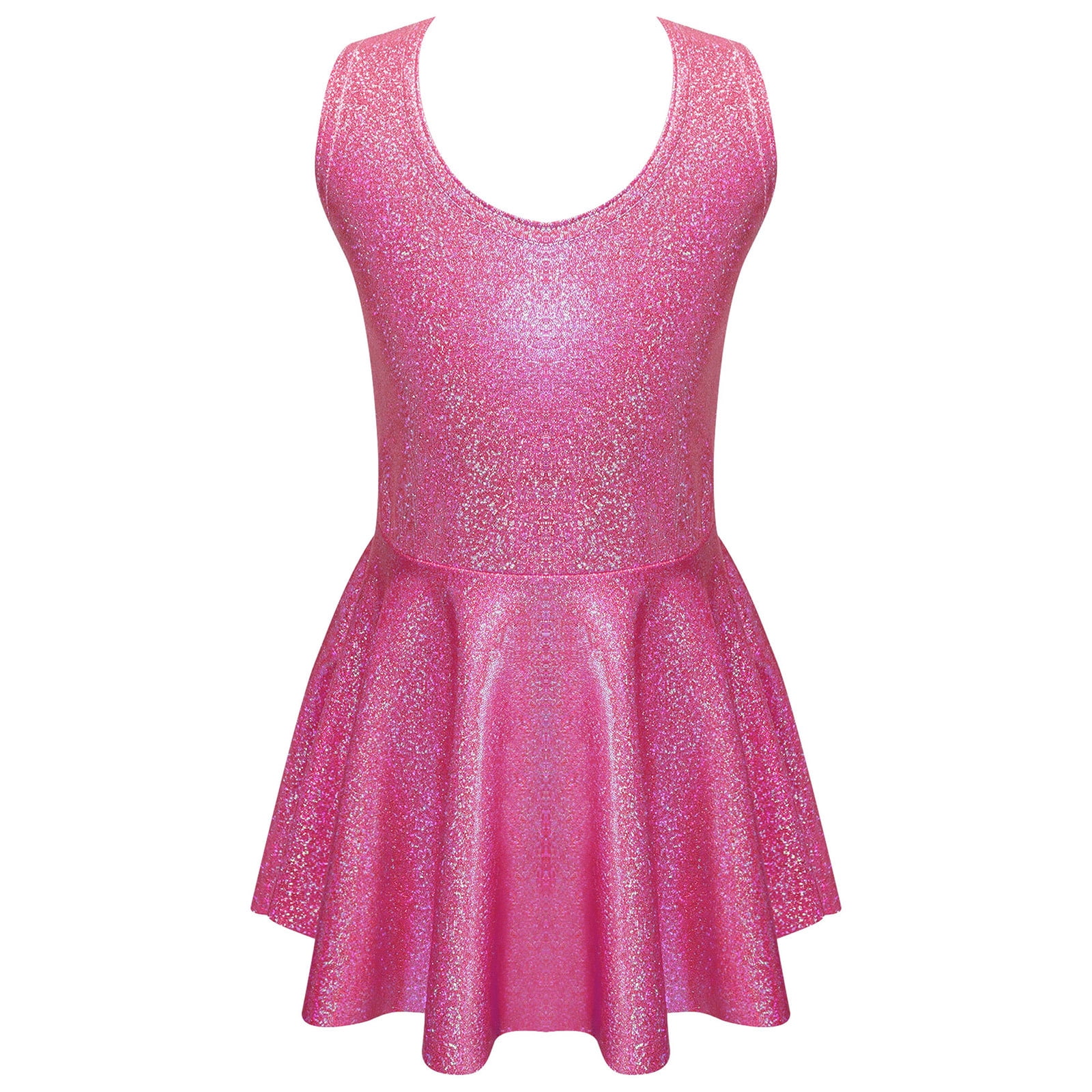 YONGHS Kids Girls Shiny Metallic Hip Hop Jazz Dance Costume Sleeveless ...
