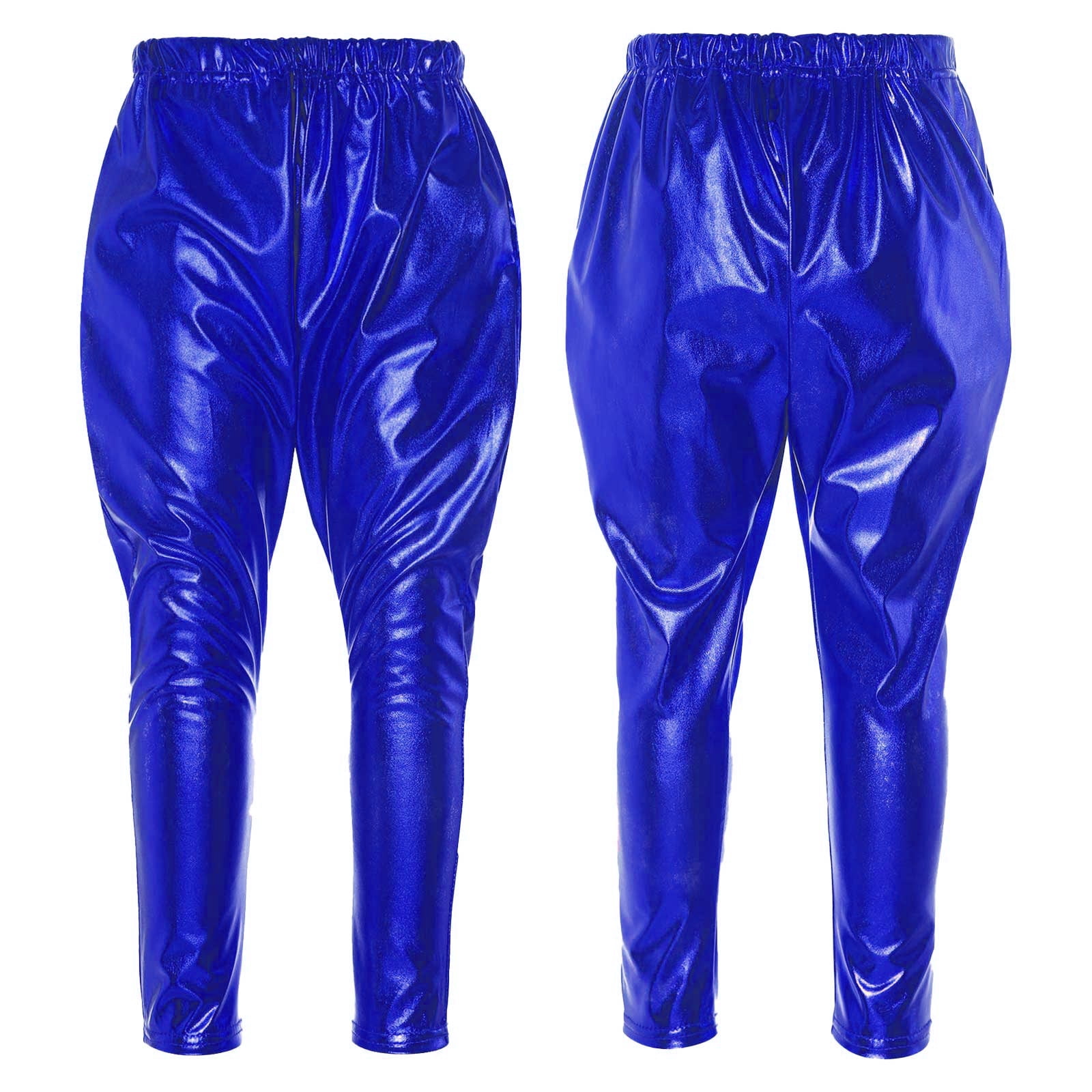 YONGHS Kids Girls Shiny Metallic Hip Hop Street Dance Harem Pants ...