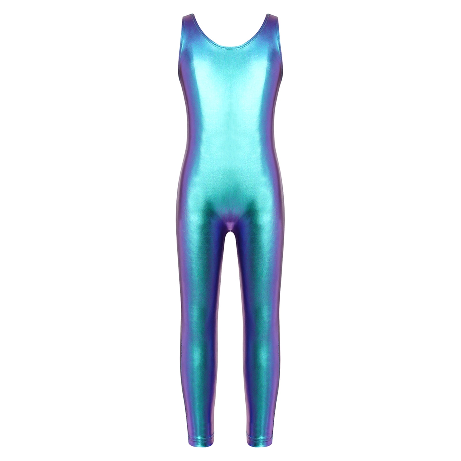 YONGHS Kids Girls Shiny Metallic Tank Unitard Gymnastics Leotard Ballet ...