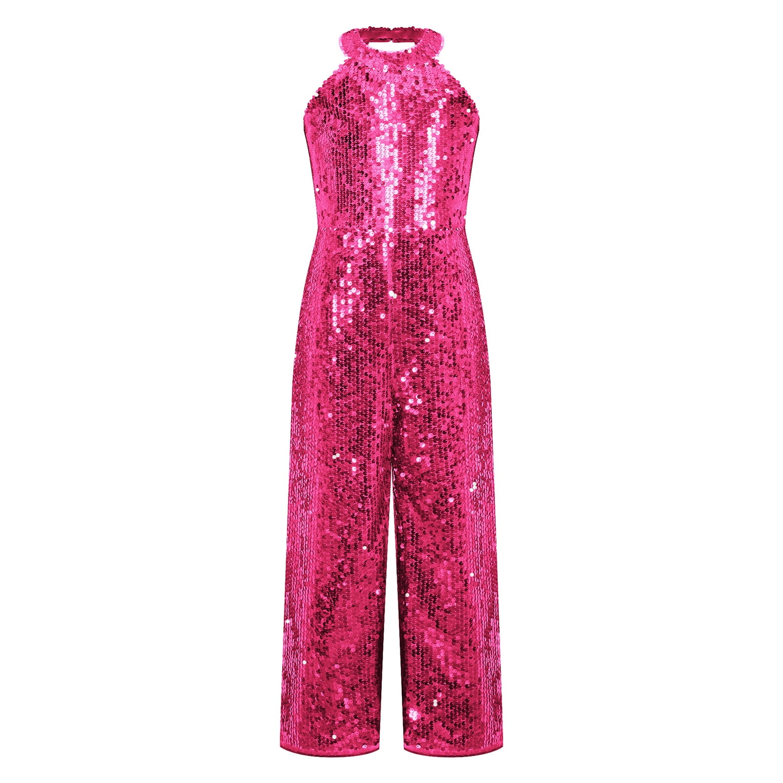 YONGHS Kids Girls Shiny Sequins Dance Jumpsuit Pageant Romper Latin ...