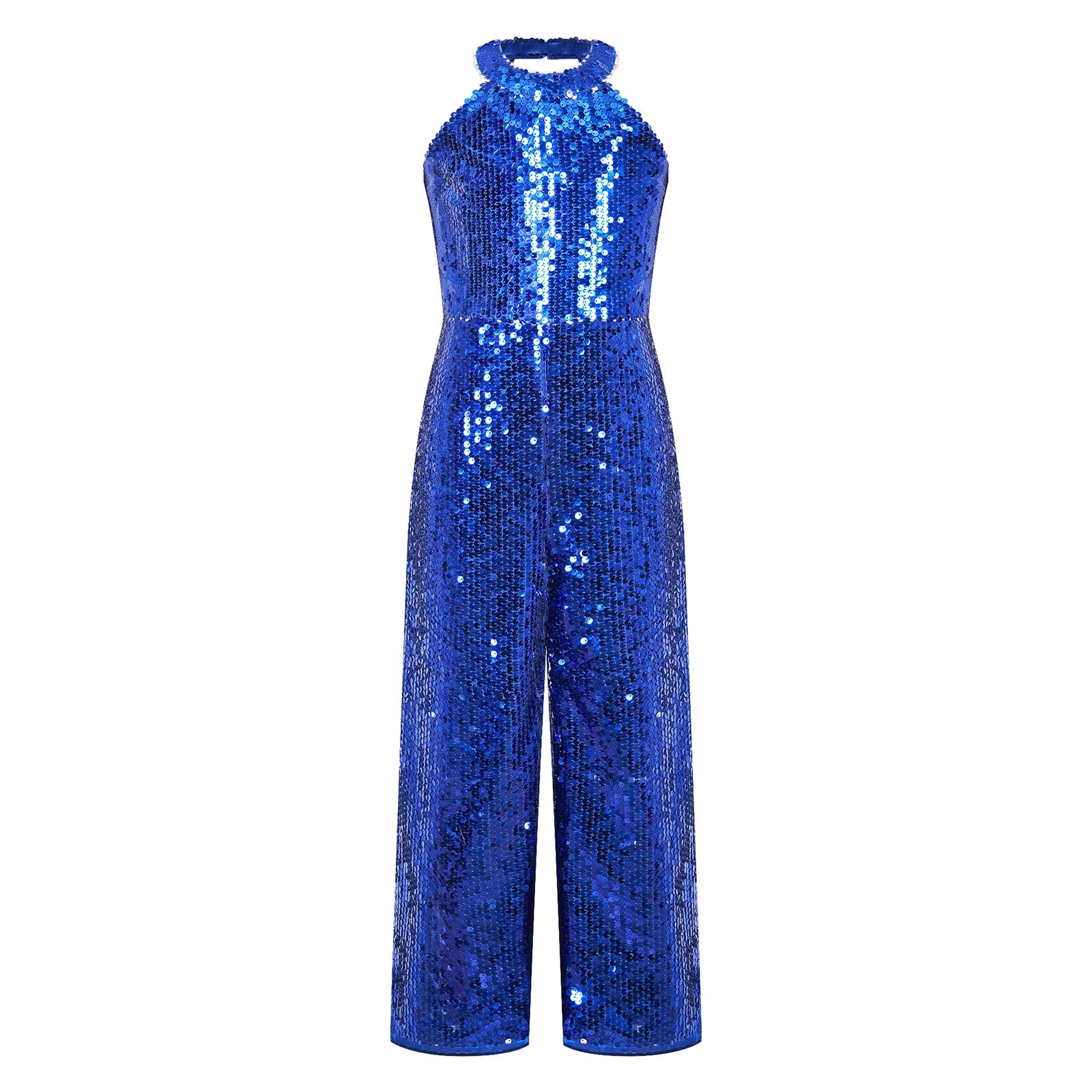 YONGHS Kids Girls Shiny Sequins Dance Jumpsuit Pageant Romper Latin ...