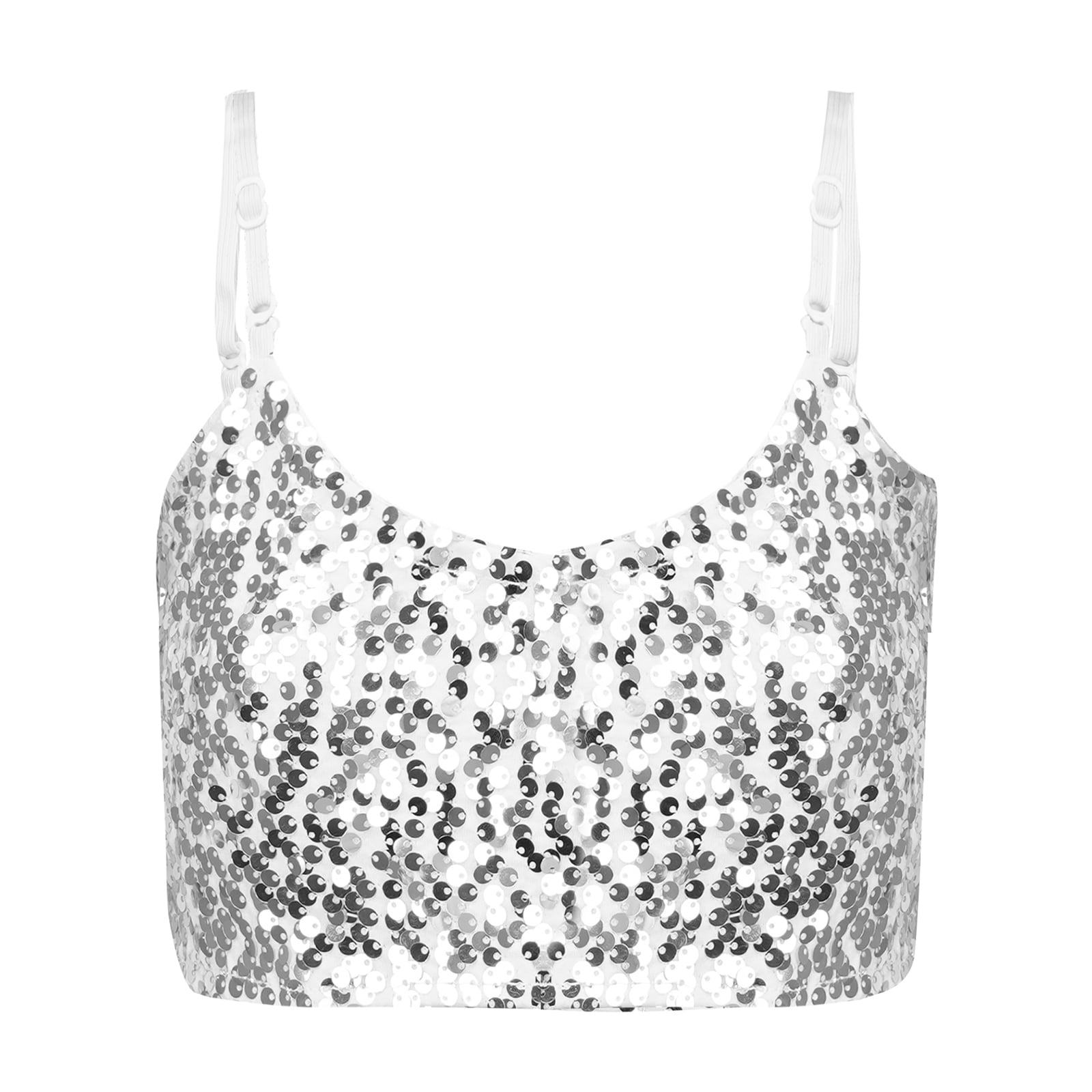 YONGHS Kids Girls Shiny Sequins Dance Tank Top Vest Blouse Bustier ...