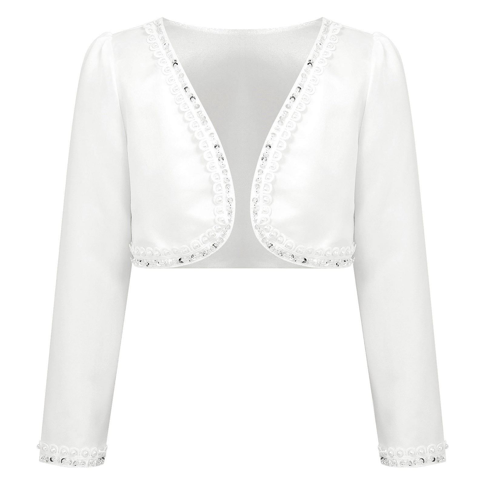 YONGHS Kids Girls Shrug Bolero Beads Long Sleeve Wedding First ...