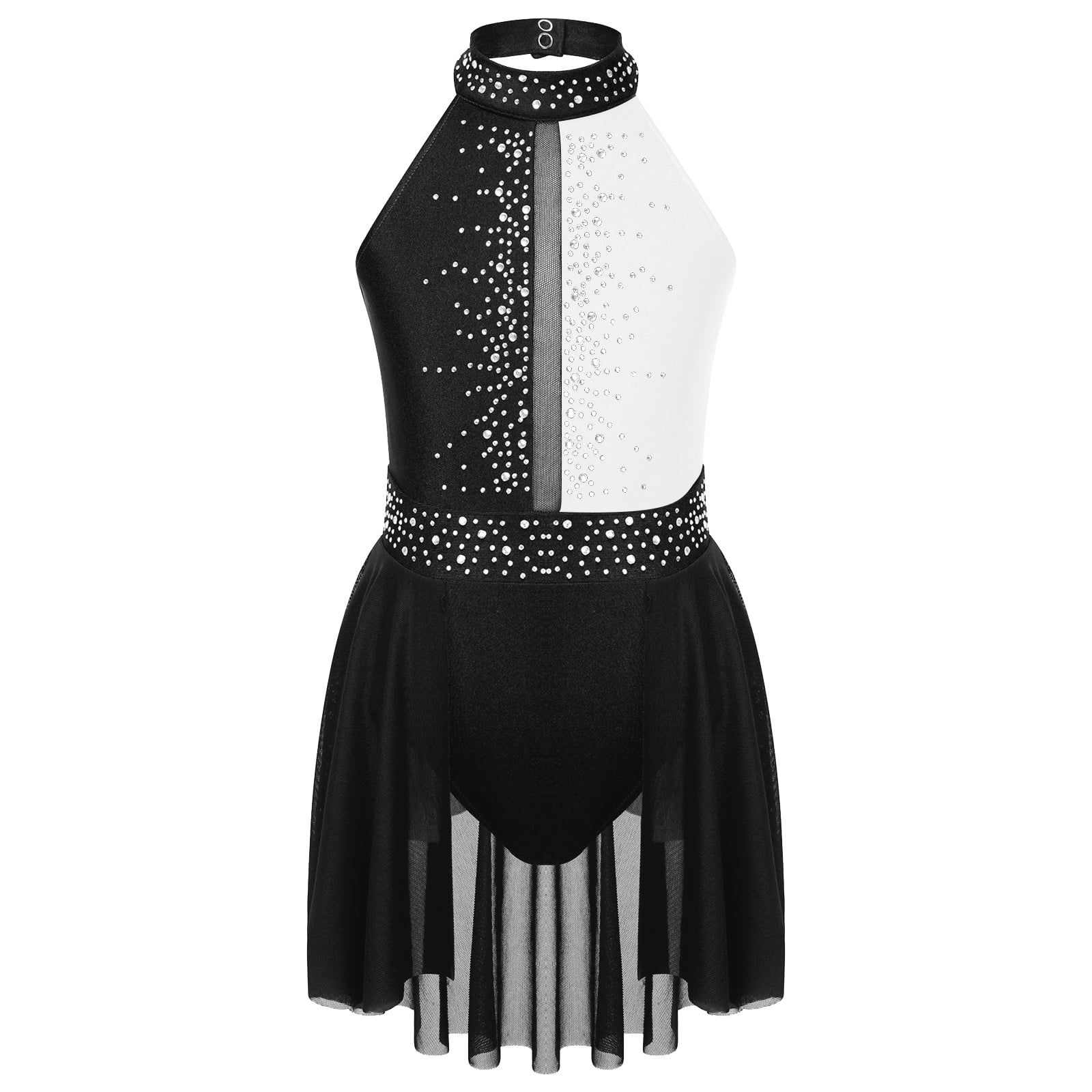 YONGHS Kids Girls Sleeveless Ballet Latin Irregular Hem Lyrical Leotard ...