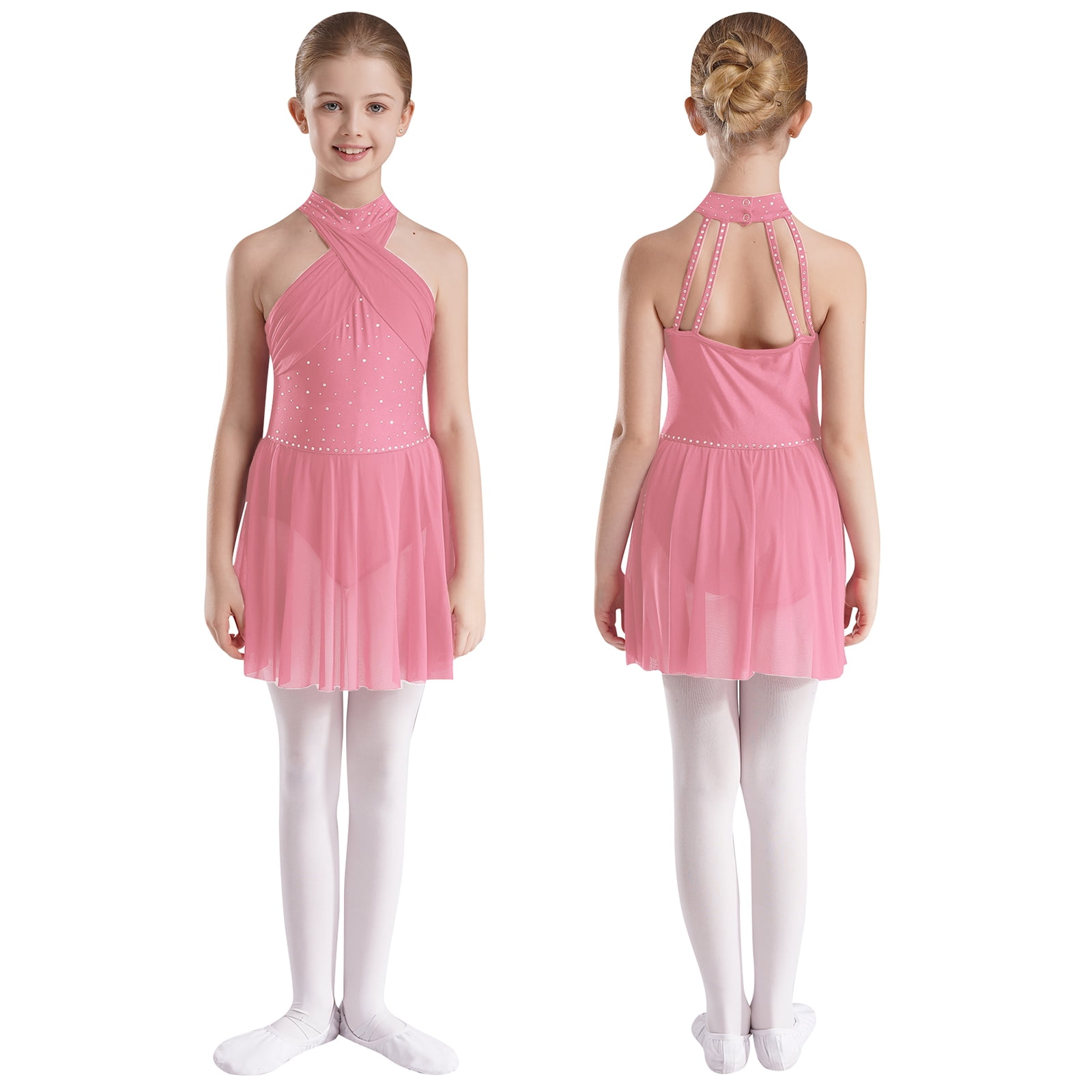 YONGHS Kids Girls Sleeveless Figure Ice Skating Leotard Gymnastics ...