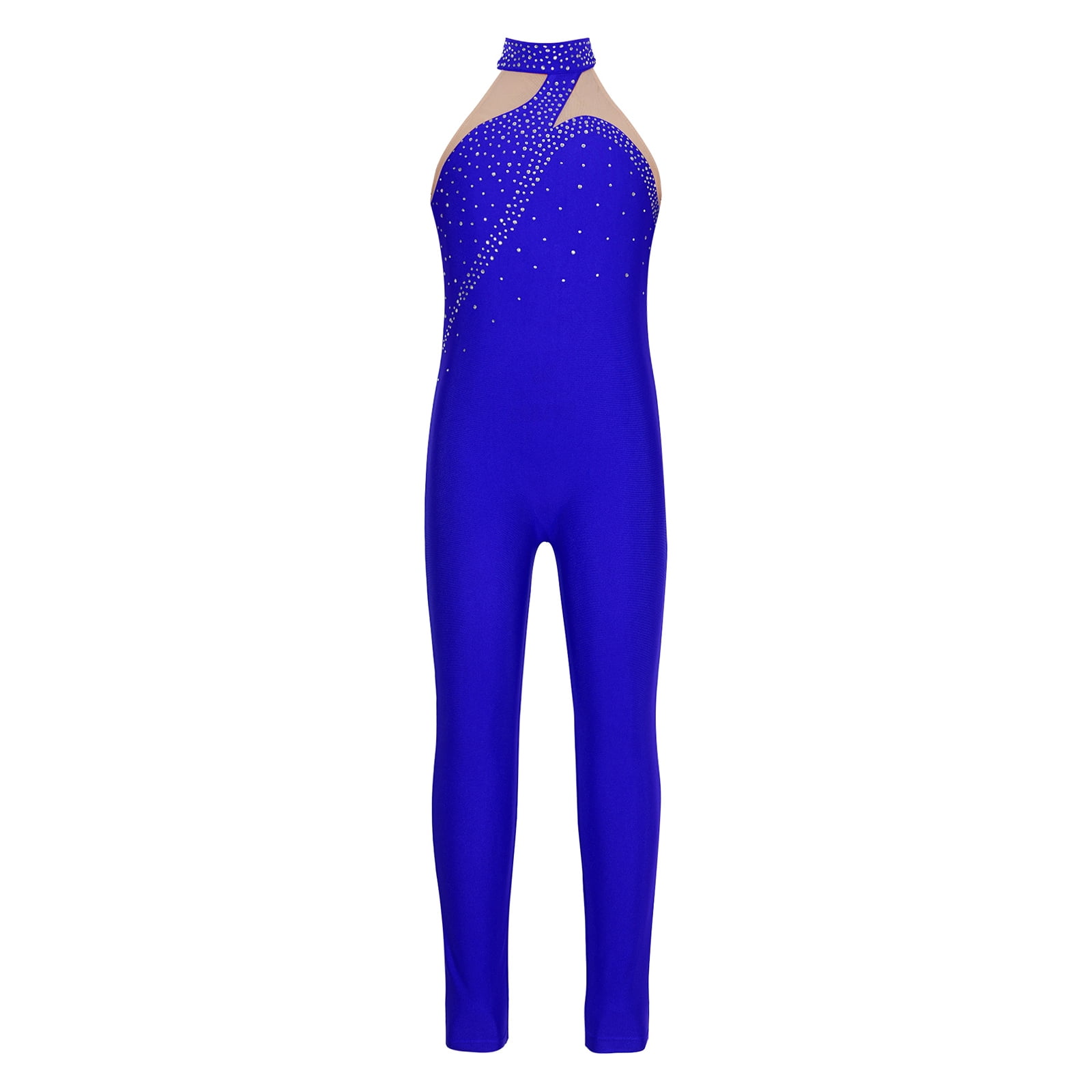 YONGHS Kids Girls Sleeveless Rhinestone Gymnastic Leotard Ice Skating ...
