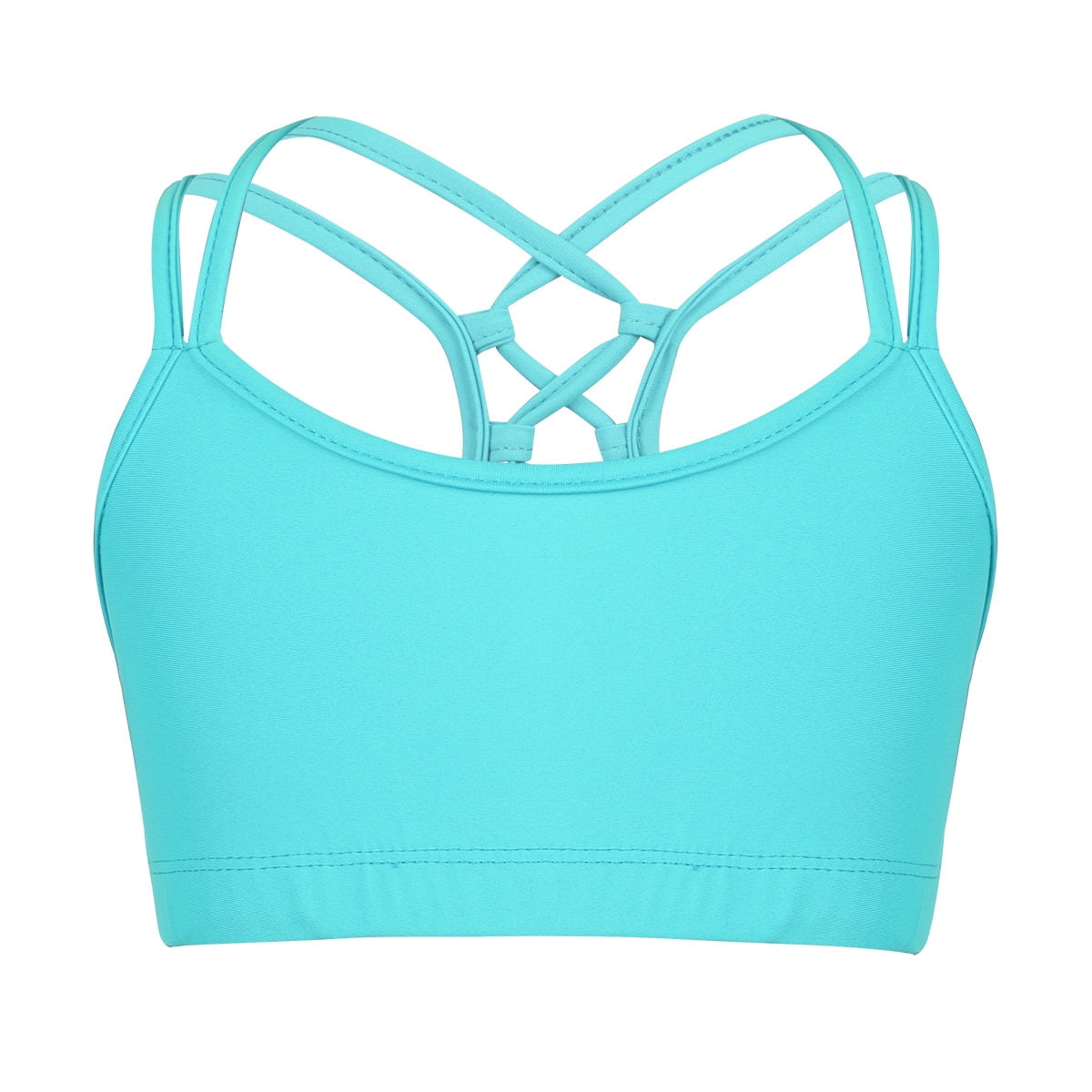 YONGHS Kids Girls Solid Color Basic Tops Sport Bras Sleeveless Crop ...