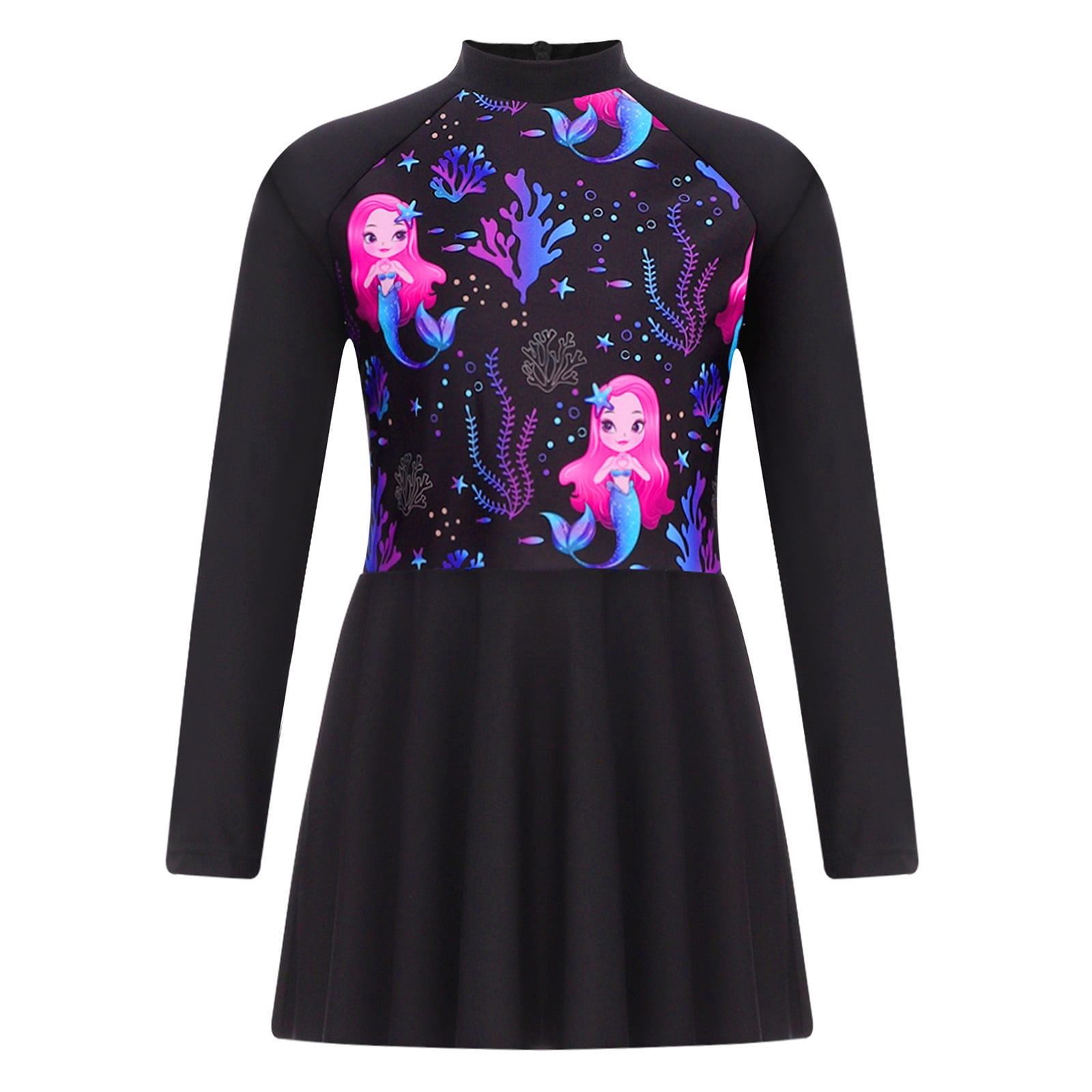YONGHS Kids Girls Swimwear Cover Ups UPF 50+ Long Sleeve Rash Guard ...