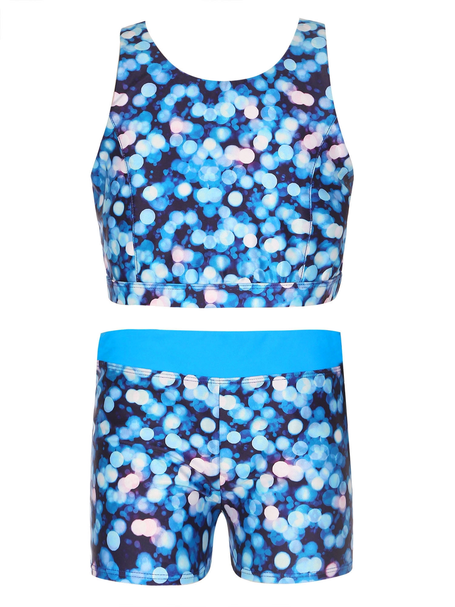 YONGHS Kids Girls Two Pieces Swimsuit Crisscross Back Printed Top ...