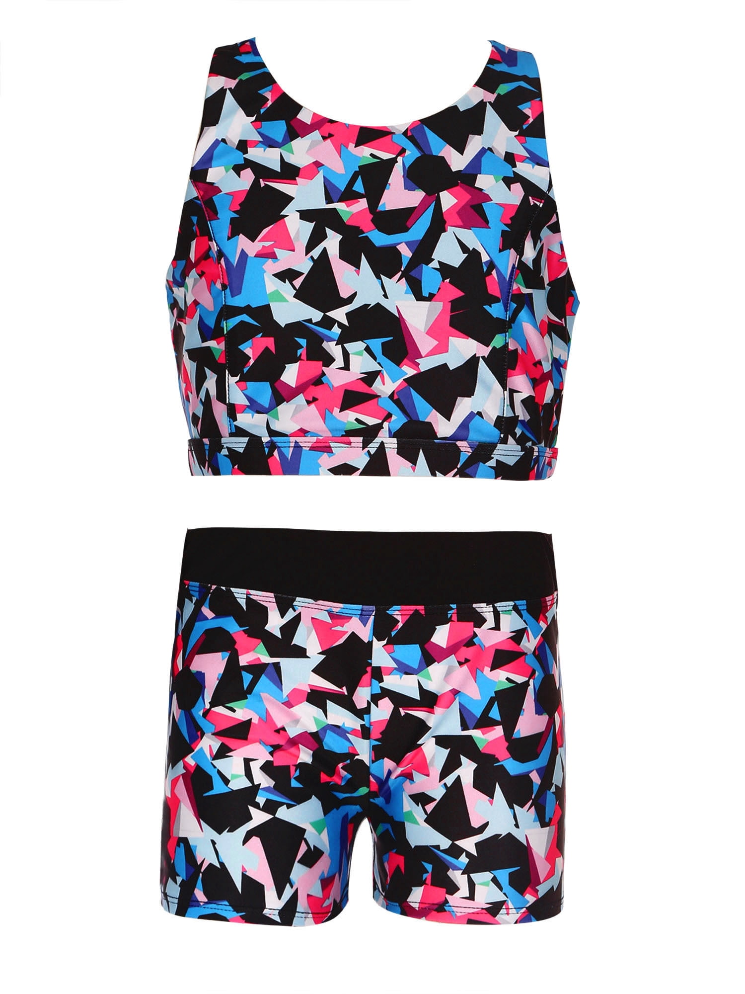 YONGHS Kids Girls Two Pieces Swimsuit Crisscross Back Printed Top ...