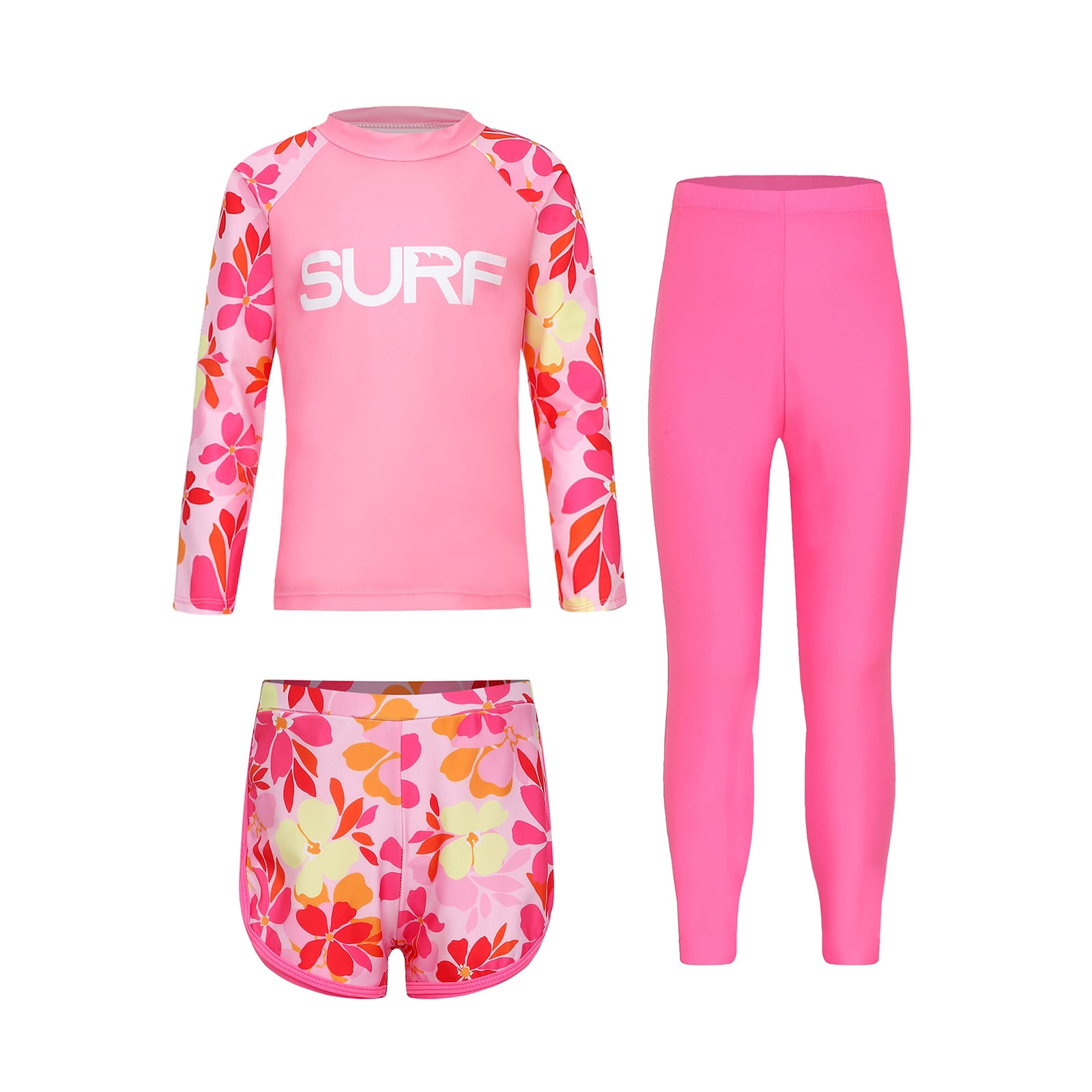 YONGHS Kids Girls UPF 50+ Long Sleeve Swimwear UV Sun Protection ...