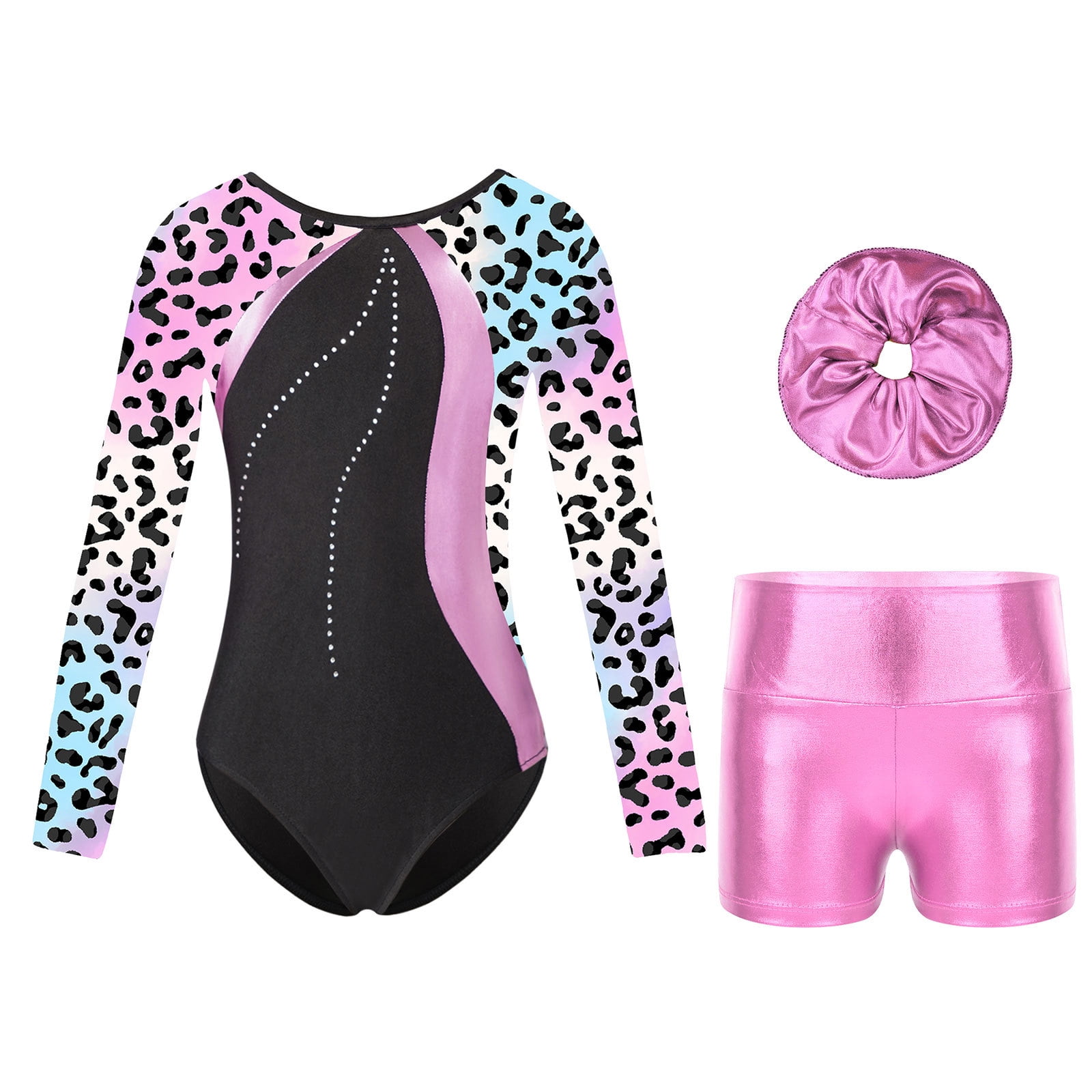 YONGHS Kids Gymnastics Ice Skating Ballet Unitard Leotard with Shiny ...