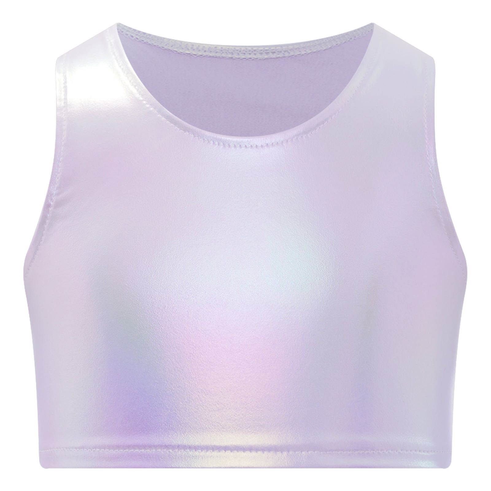 YONGHS Little Girls Metallic Dance Crop Tops Youth Kids Sleeveless Tank ...