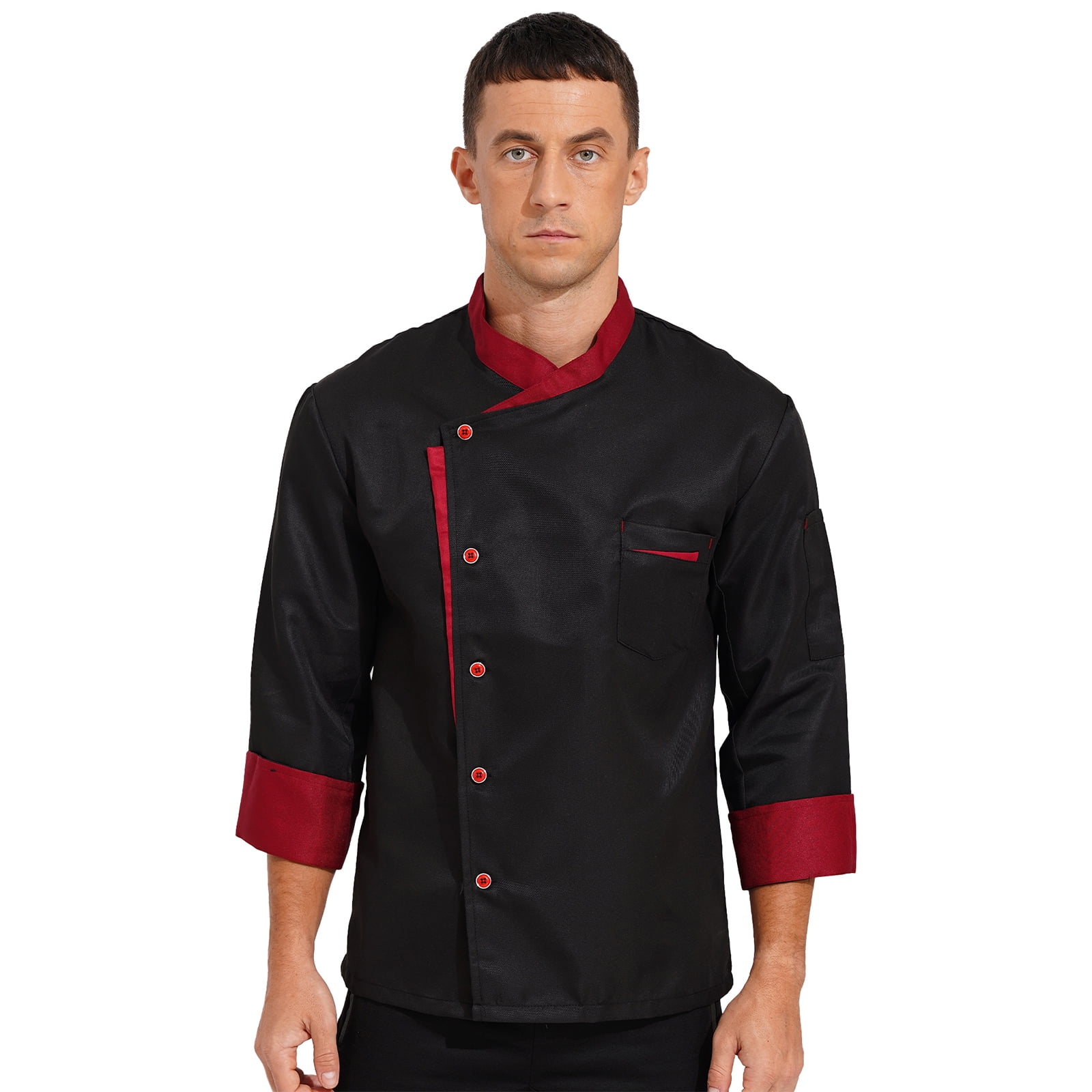 YONGHS Men Women Chef Jacket Long Sleeve Restaurant Hotel Work Clothes ...
