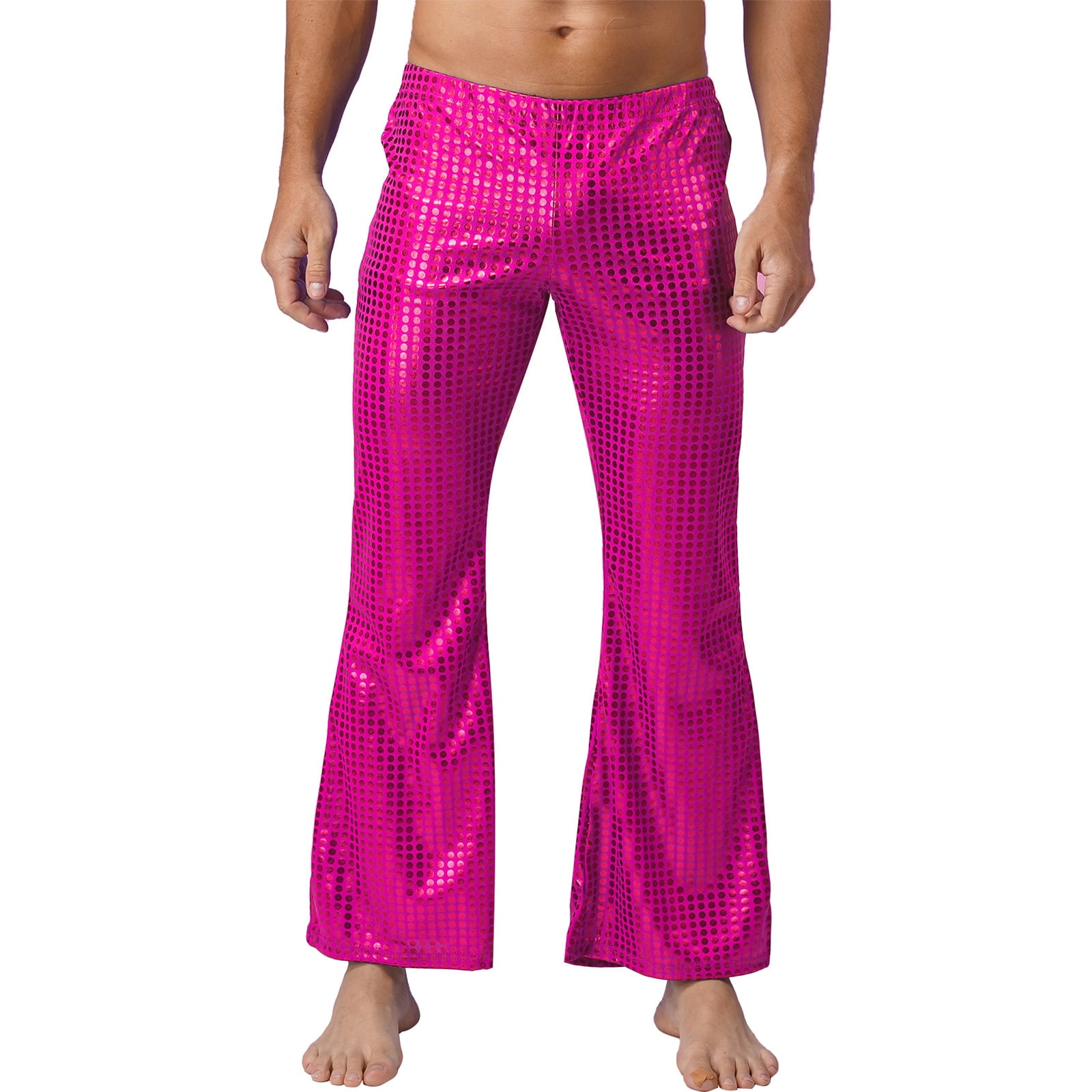 YONGHS Men's Disco Party Stage Performance Pants Costumes Holographic ...