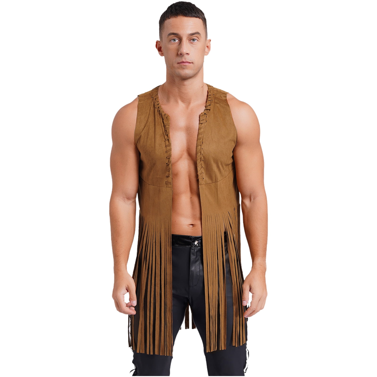 YONGHS Men's Pirate Cowboy Vest Renaissance Open Front Medieval ...