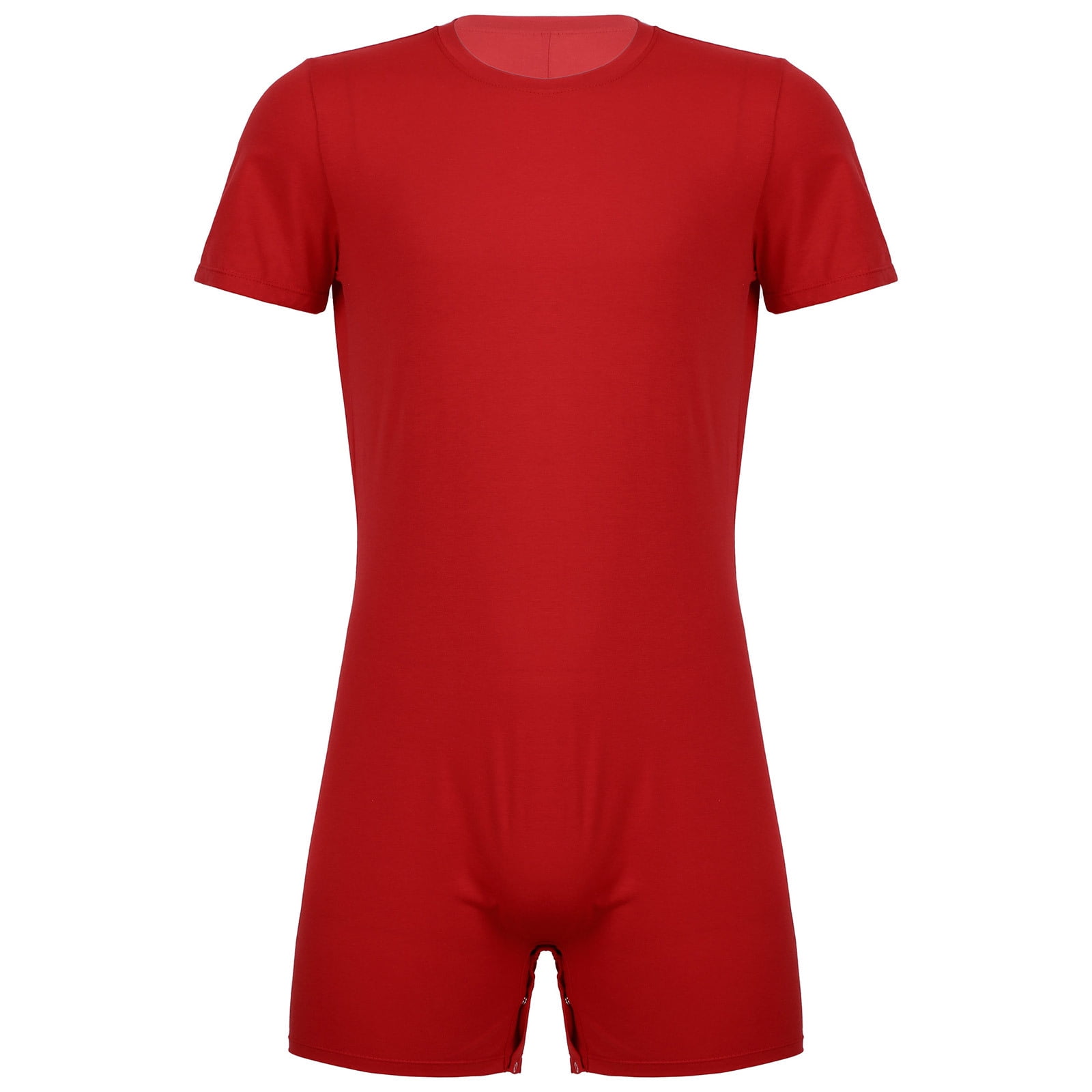 YONGHS Men's Short Sleeve Unitard Jumpsuit Sports Invisible Zipper ...