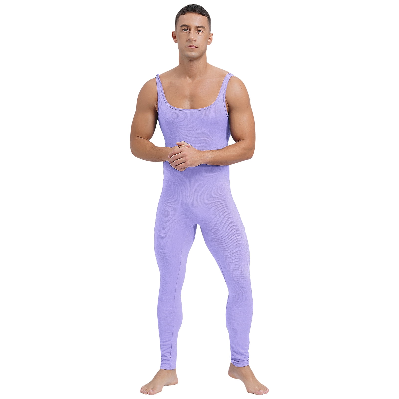 YONGHS Men's Sleeveless Full Body Unitard One Piece Slim Fit Rompers ...
