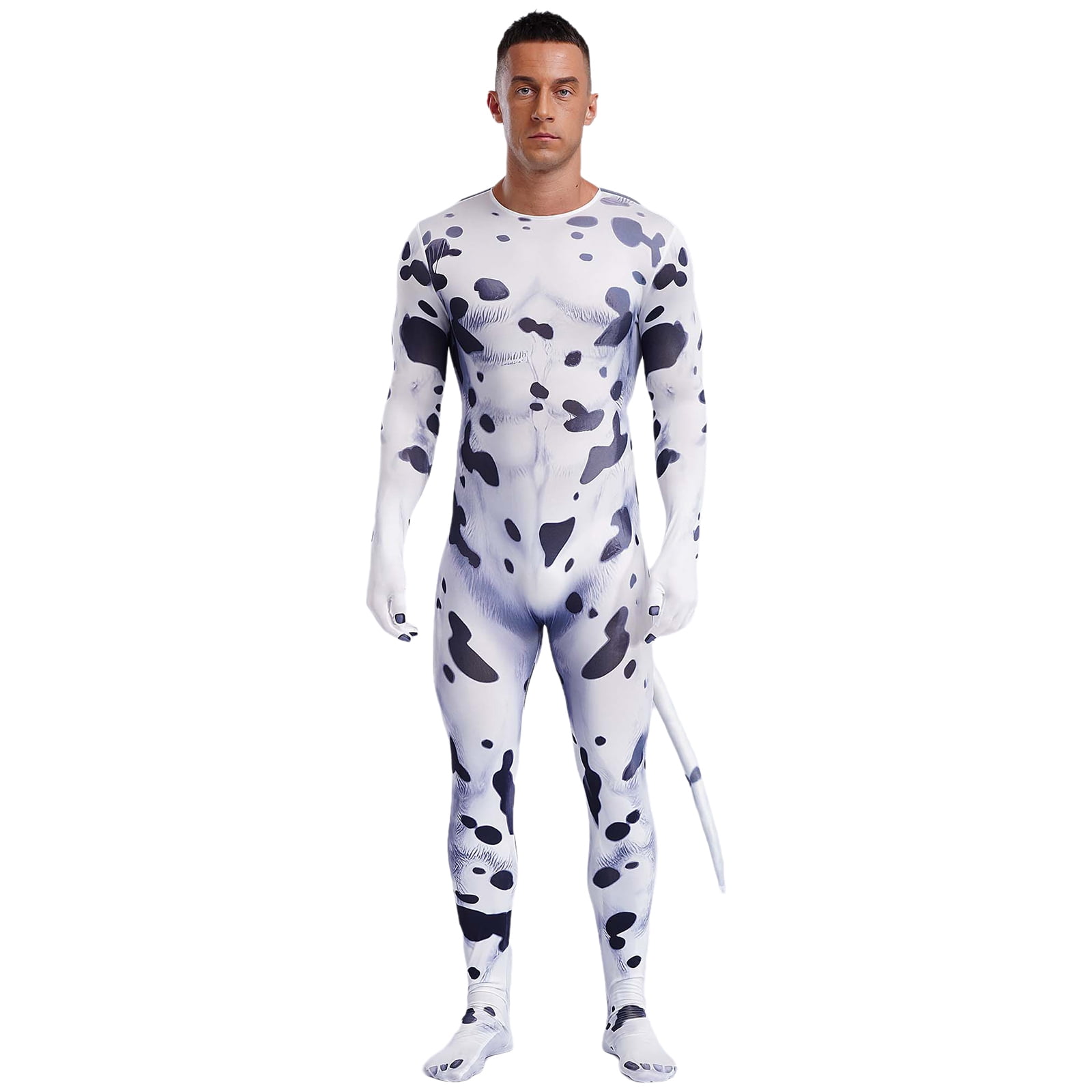 YONGHS Men's Zentai Werewolf Bodysuit Animal Print Cosplay Catsuit ...