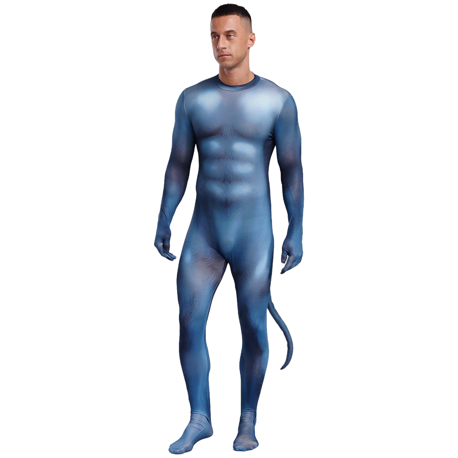 YONGHS Men's Zentai Werewolf Bodysuit Animal Print Cosplay Catsuit ...