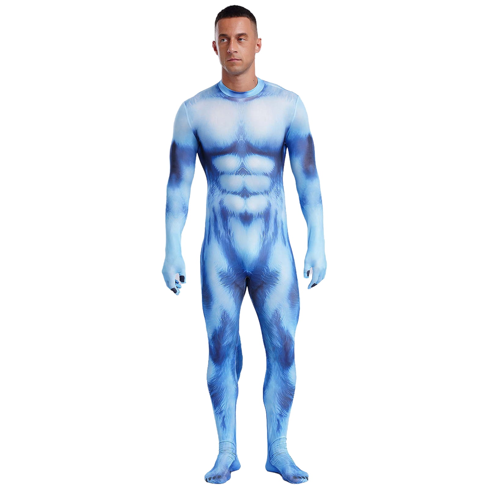 YONGHS Men's Zentai Werewolf Bodysuit Animal Print Cosplay Catsuit ...