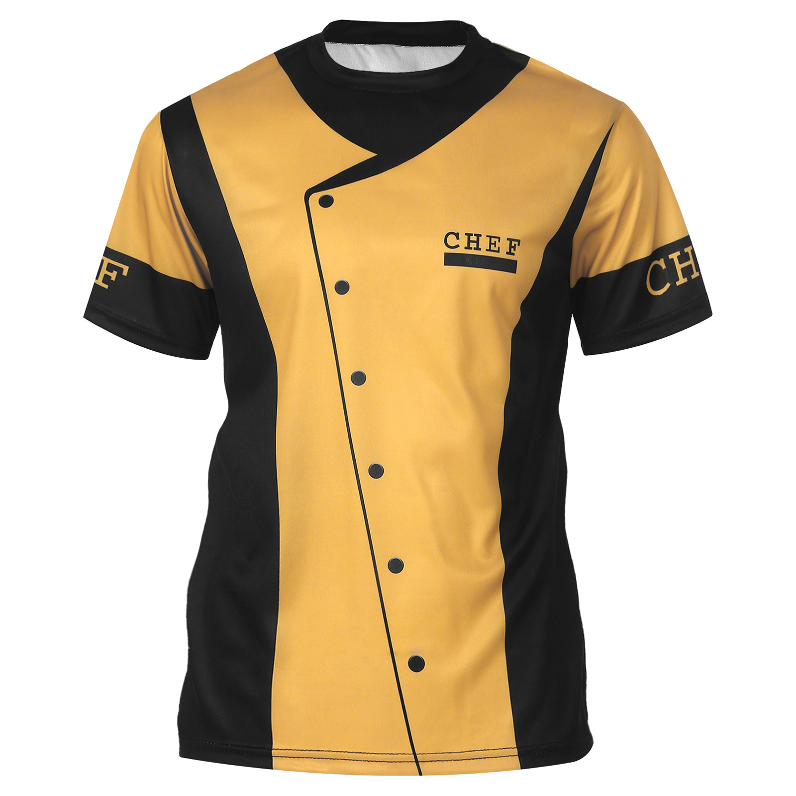 YONGHS Mens Color Block Chef T-shirt Restaurant Kitchen Cooks Costume ...