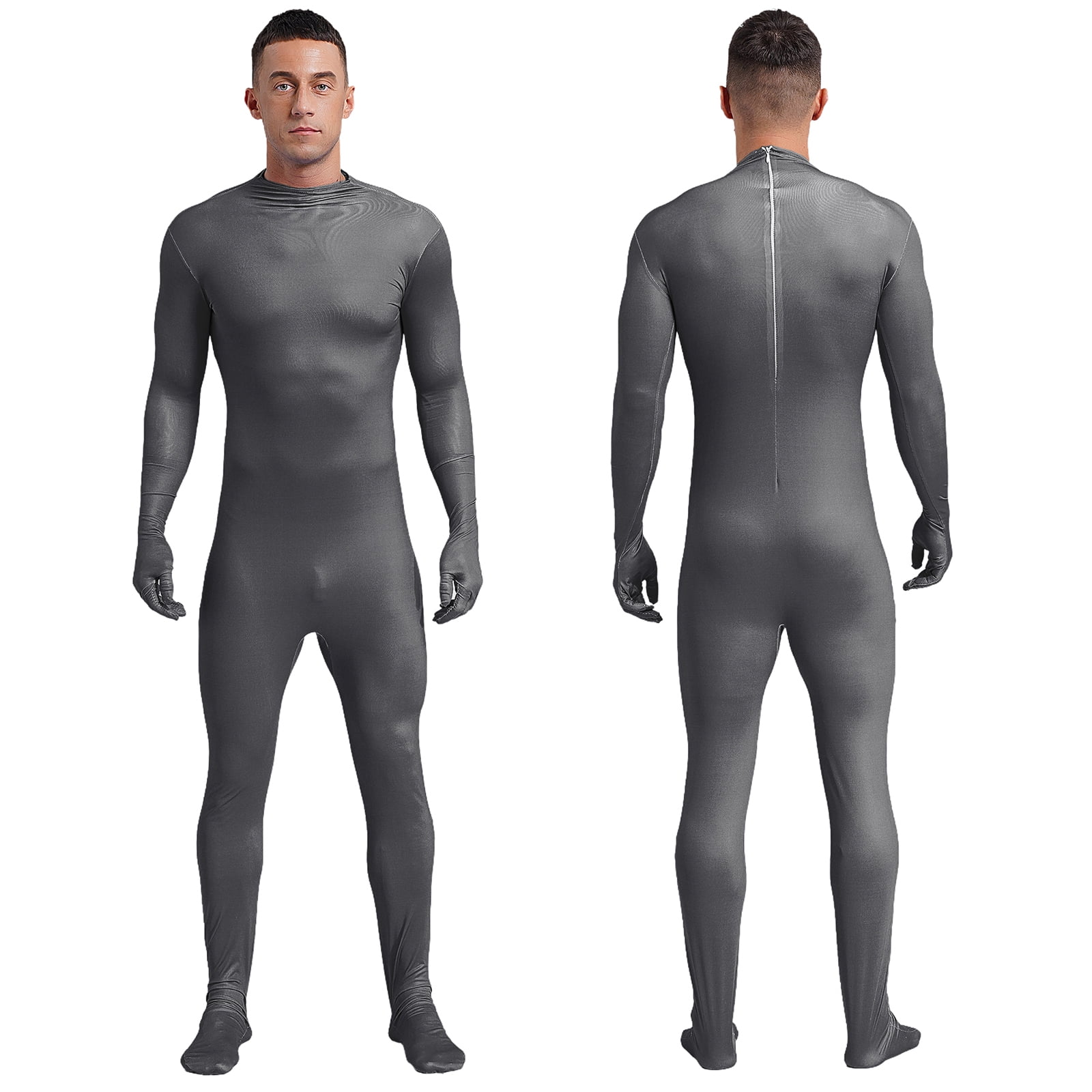YONGHS Mens Spandex Open Face Zentai Suit Costume Back Zipper Unitard ...