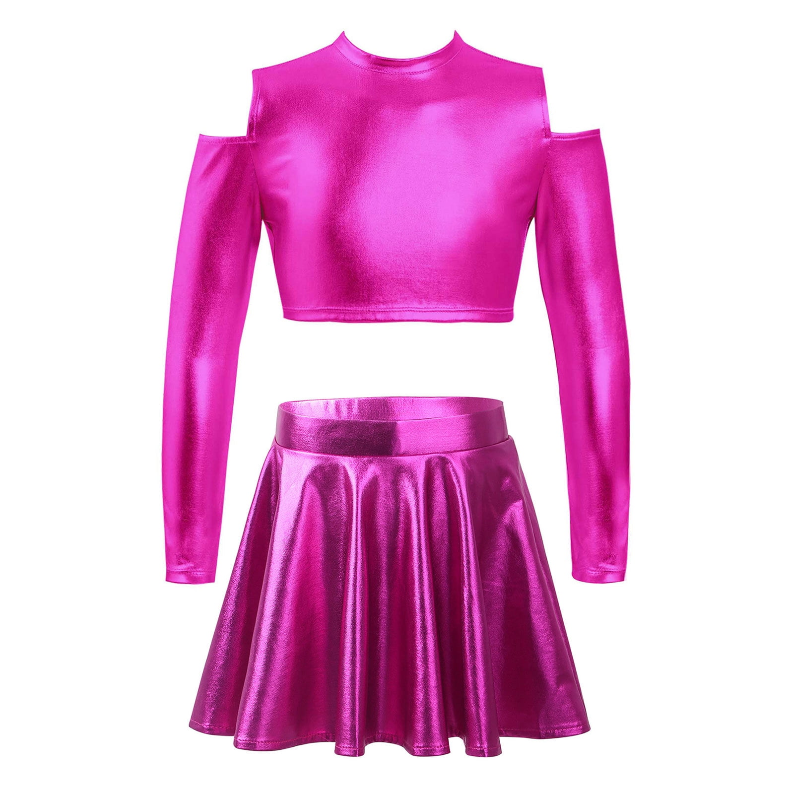YONGHS Metallic Dance Costume for Girls Cheerleading Hip Hop Jazz Dance ...