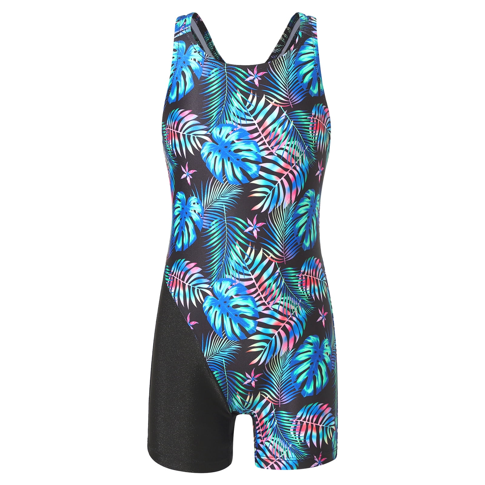 YONGHS One Piece Swimsuit for Teens Girls Sleeveless Rash Guard ...