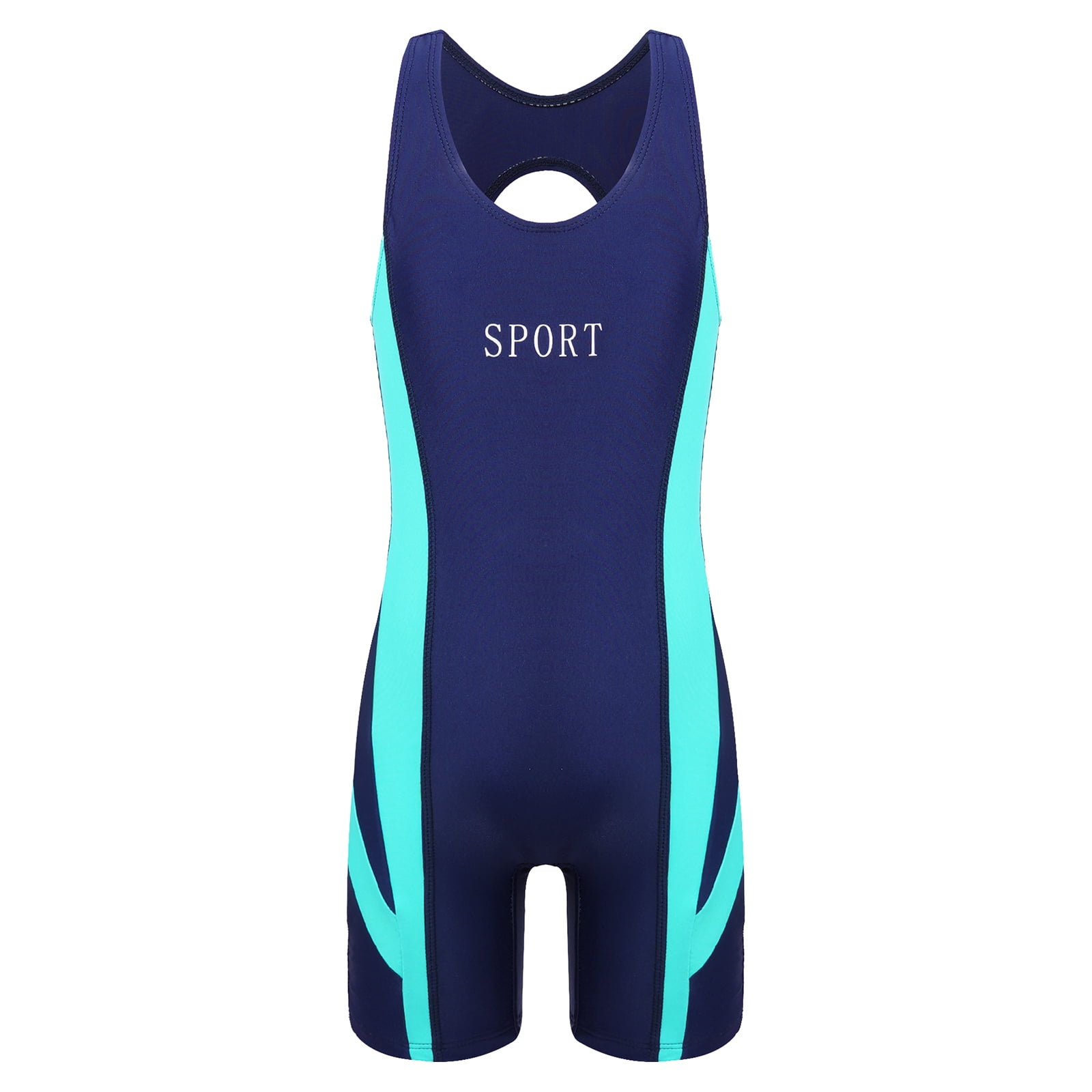 YONGHS One Piece Swimsuit for Teens Girls Sleeveless Rash Guard ...