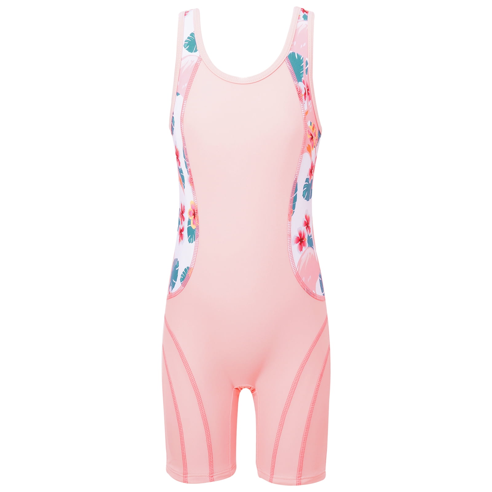 YONGHS One Piece Swimsuit for Teens Girls Sleeveless Rash Guard ...
