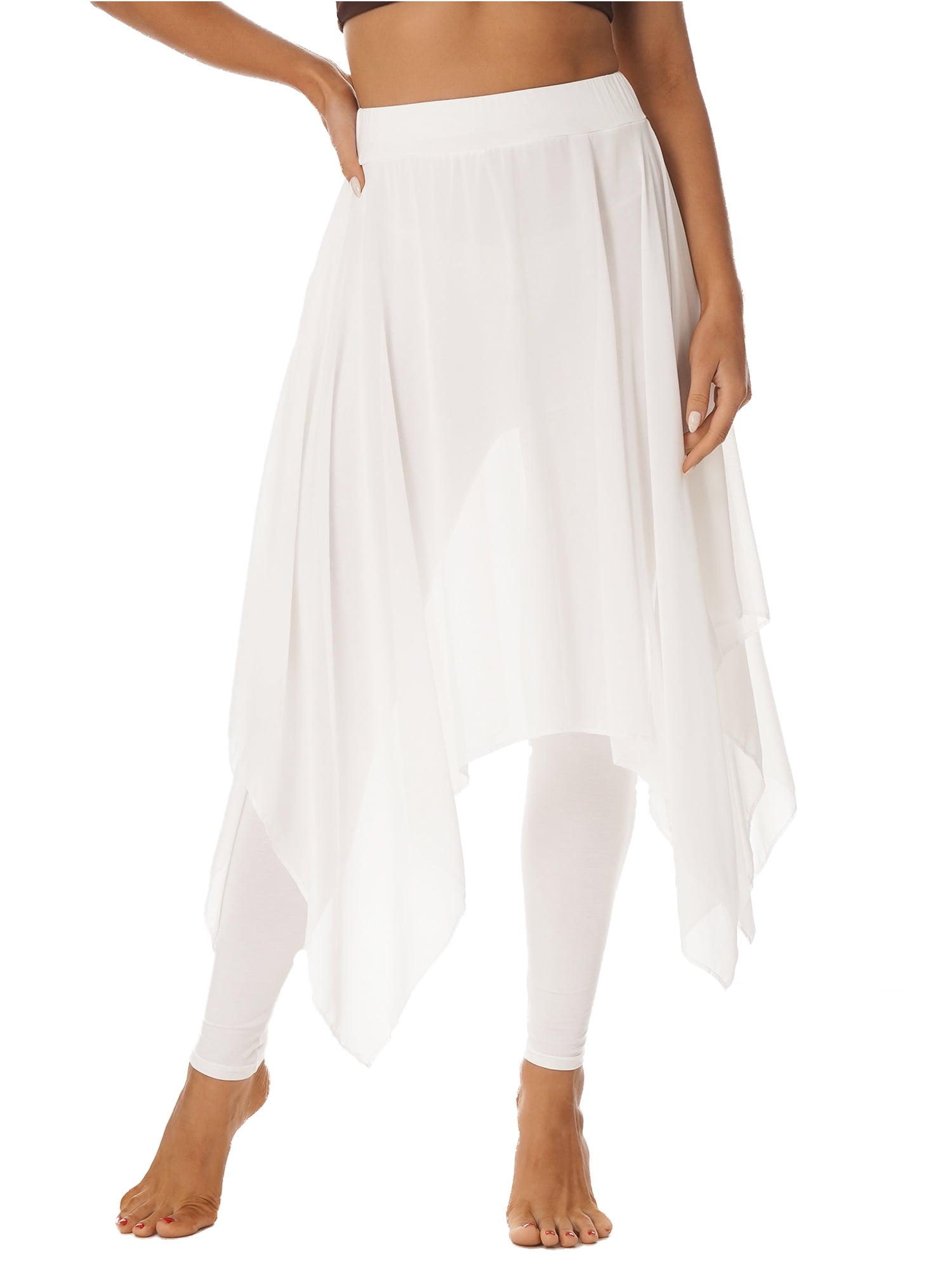 YONGHS Skirted Leggings for Women Sheer Chiffon Ballet Latin Dance ...