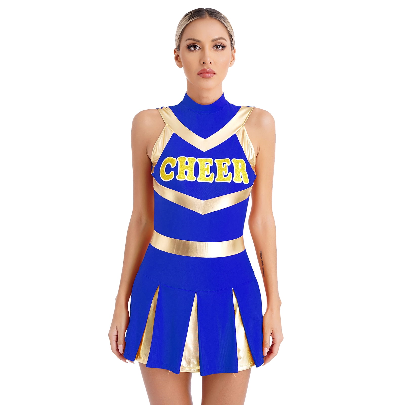 YONGHS Sleeveless Pleated Cheerleading Dress For Women High School Girl ...