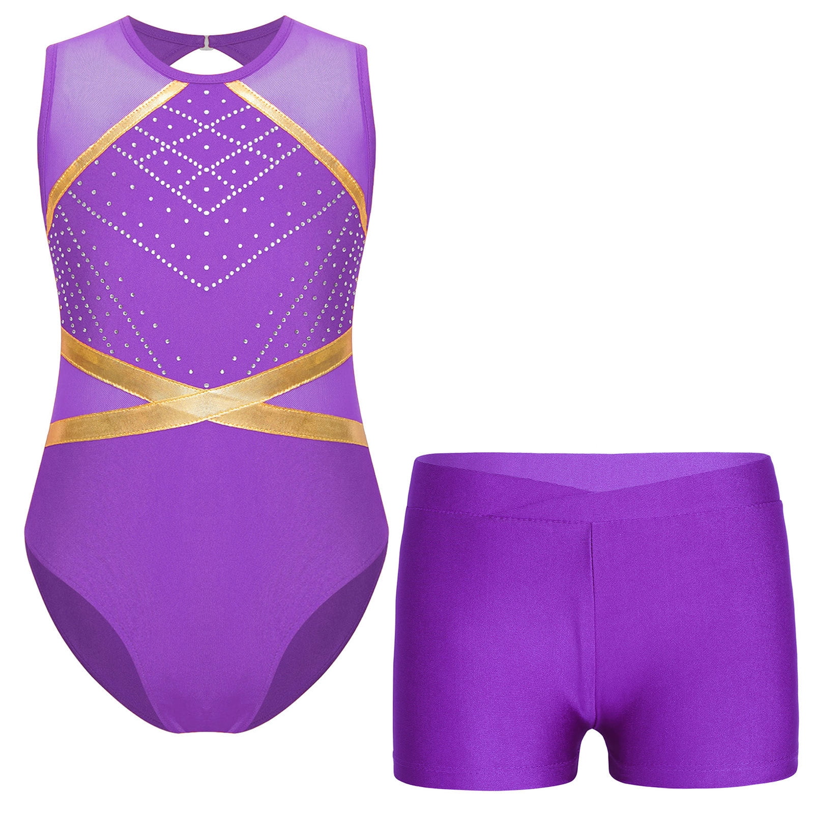 YONGHS Sparkle Gymnastic Leotard for Girls Kids Dance Unitard Tumbling ...