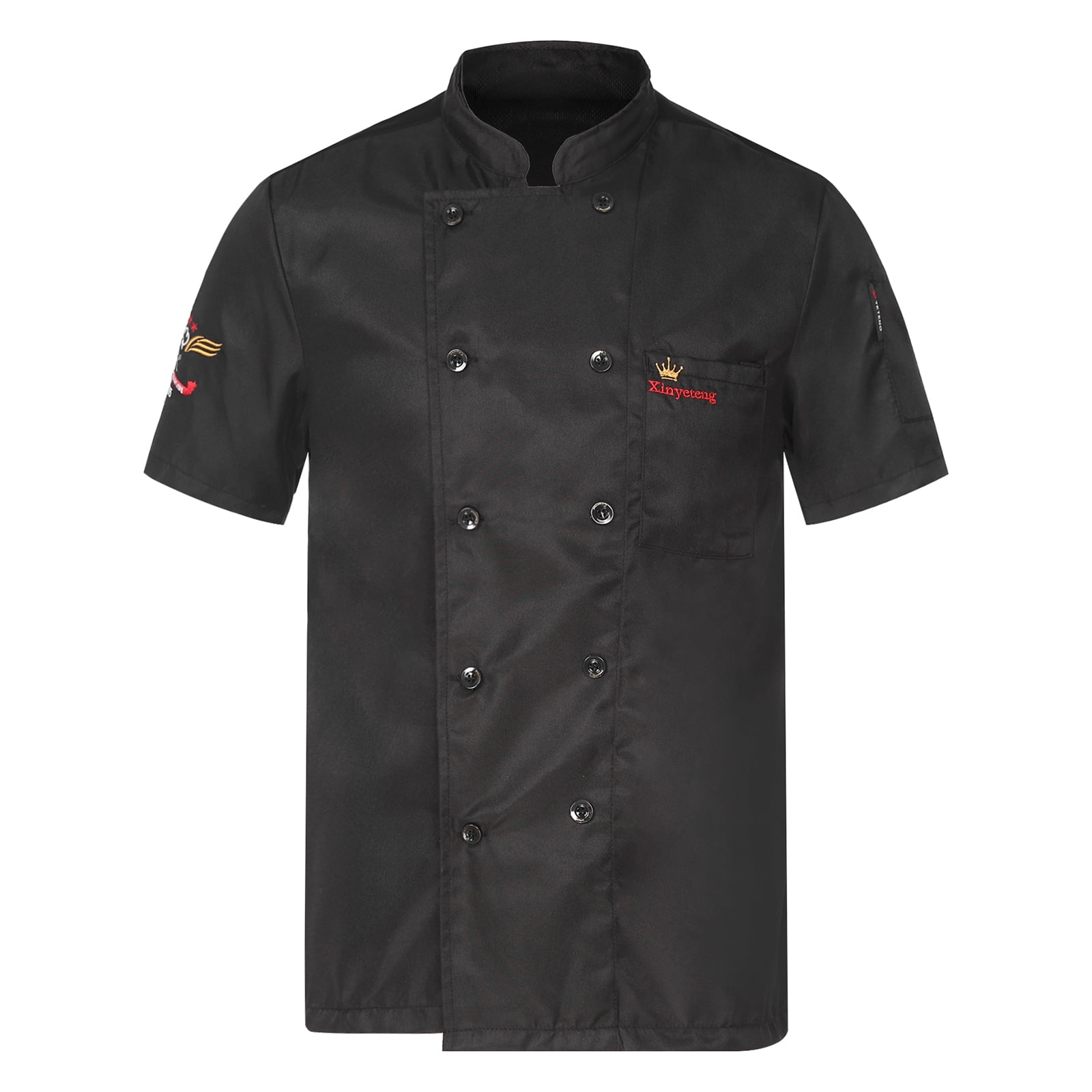 YONGHS Unisex Chef Jacket Cooking Coats Short Sleeve Canteen Hotel ...