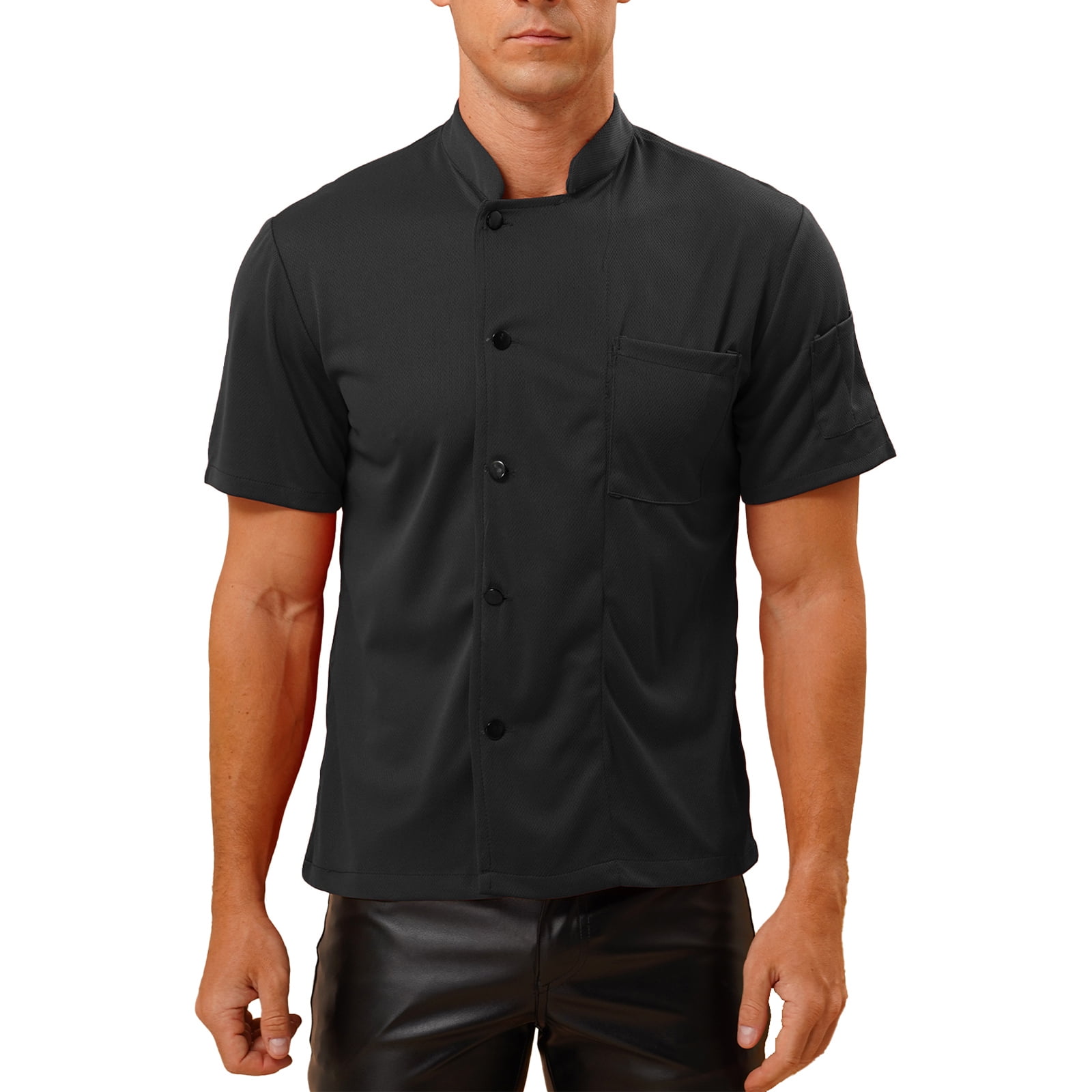 YONGHS Unisex Short Sleeve Chef Jacket Cooking Work Uniform Restaurant ...