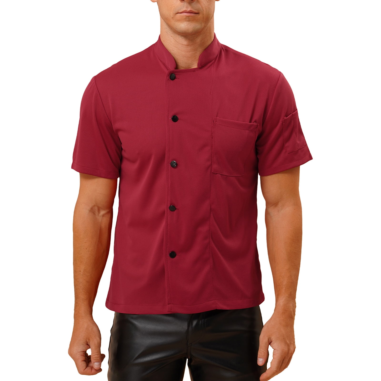 YONGHS Unisex Short Sleeve Chef Jacket Cooking Work Uniform Restaurant ...