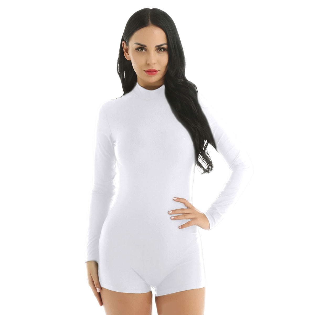 YONGHS Women Long Sleeve Ballet Dance Leotards Stretchy Gymnastics ...