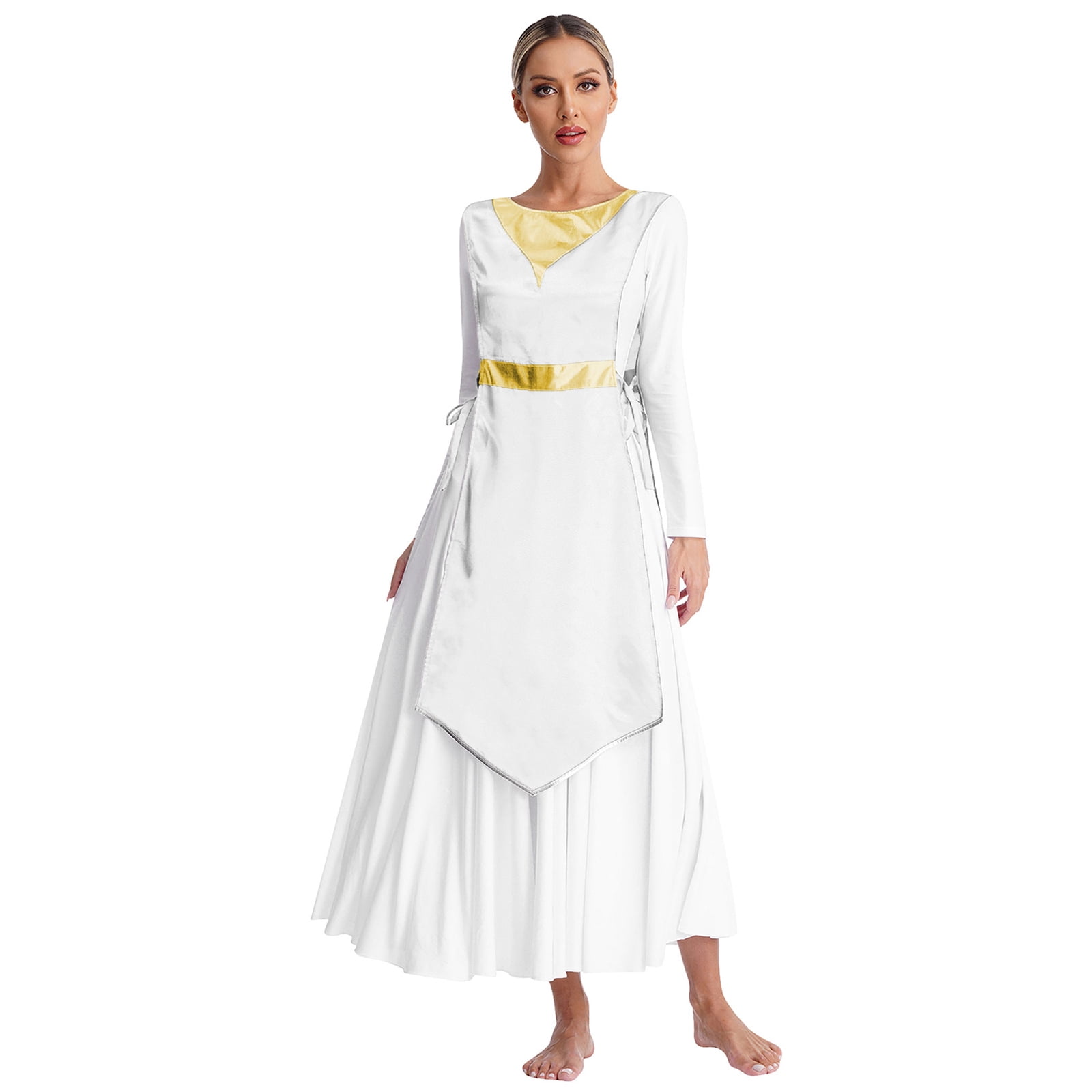 YONGHS Women Loose Fit Praise Dance Tunic Metallic Patchwork Liturgical ...