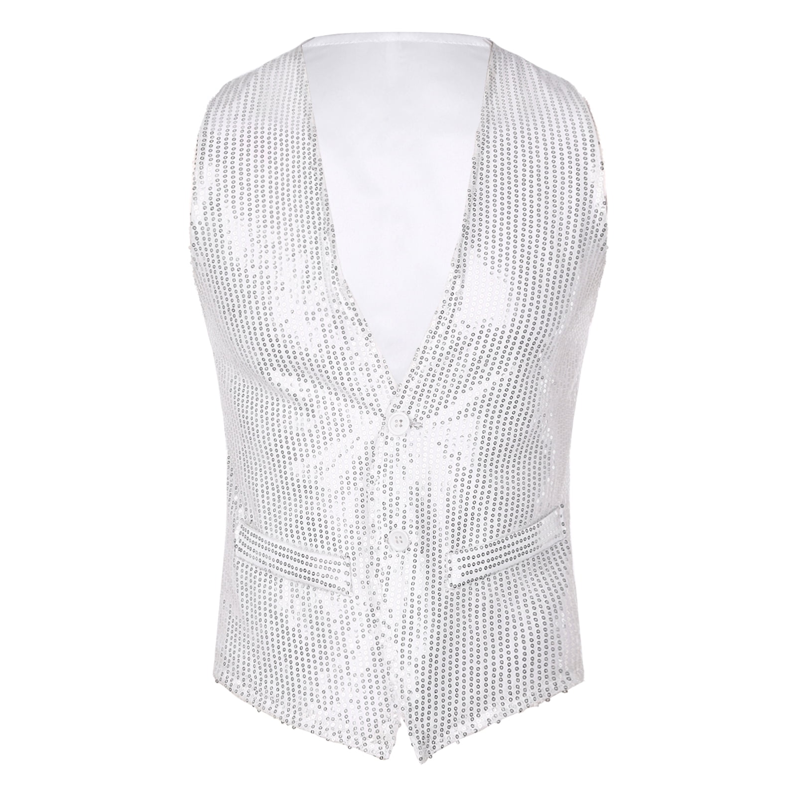 YONGHS Women Men Sparkly Sequin Vest Sleeveless Party Jacket Disco ...