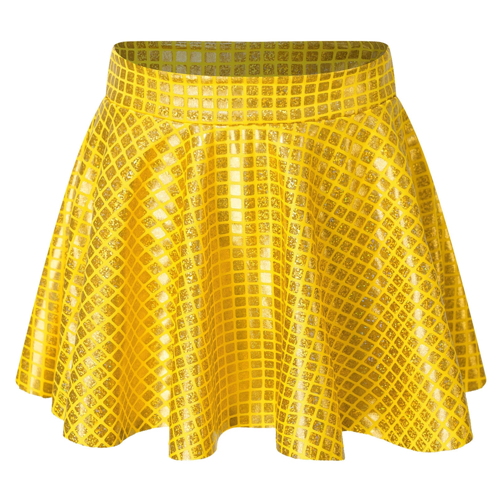 YONGHS Women Sequin Mini Pleated Skirt Elastic Waist A-line Hip Hop ...