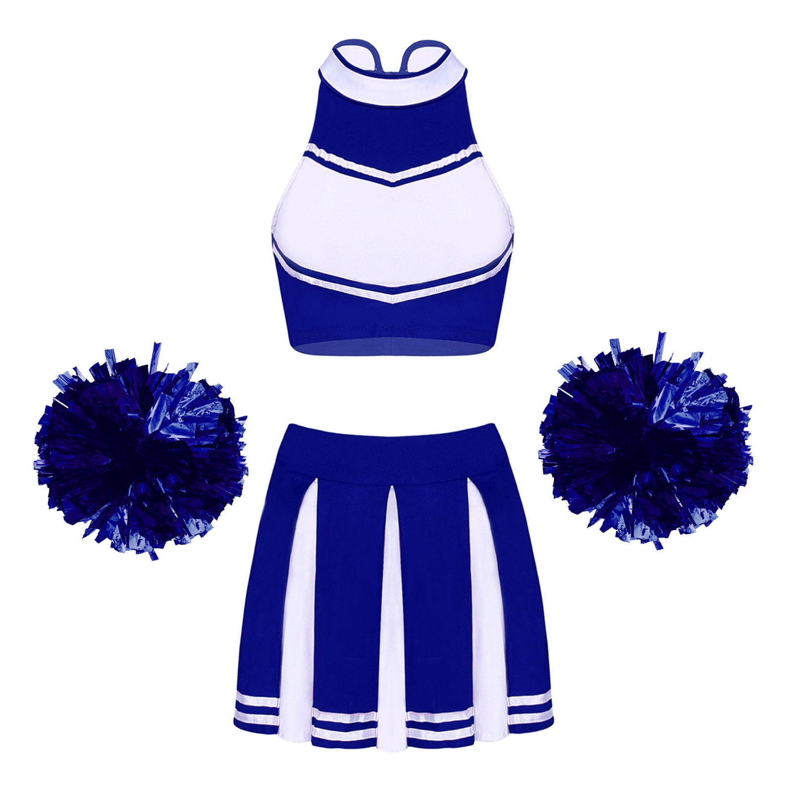 YONGHS Women's Cheerleading Uniform Outfit Schoolgirls Crop Top with ...