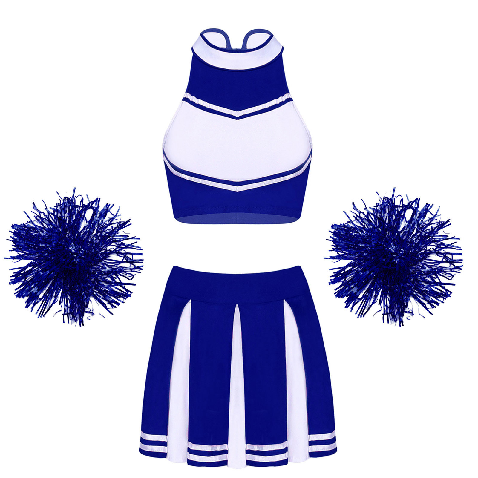 YONGHS Women's Cheerleading Uniform Outfit Schoolgirls Crop Top with ...