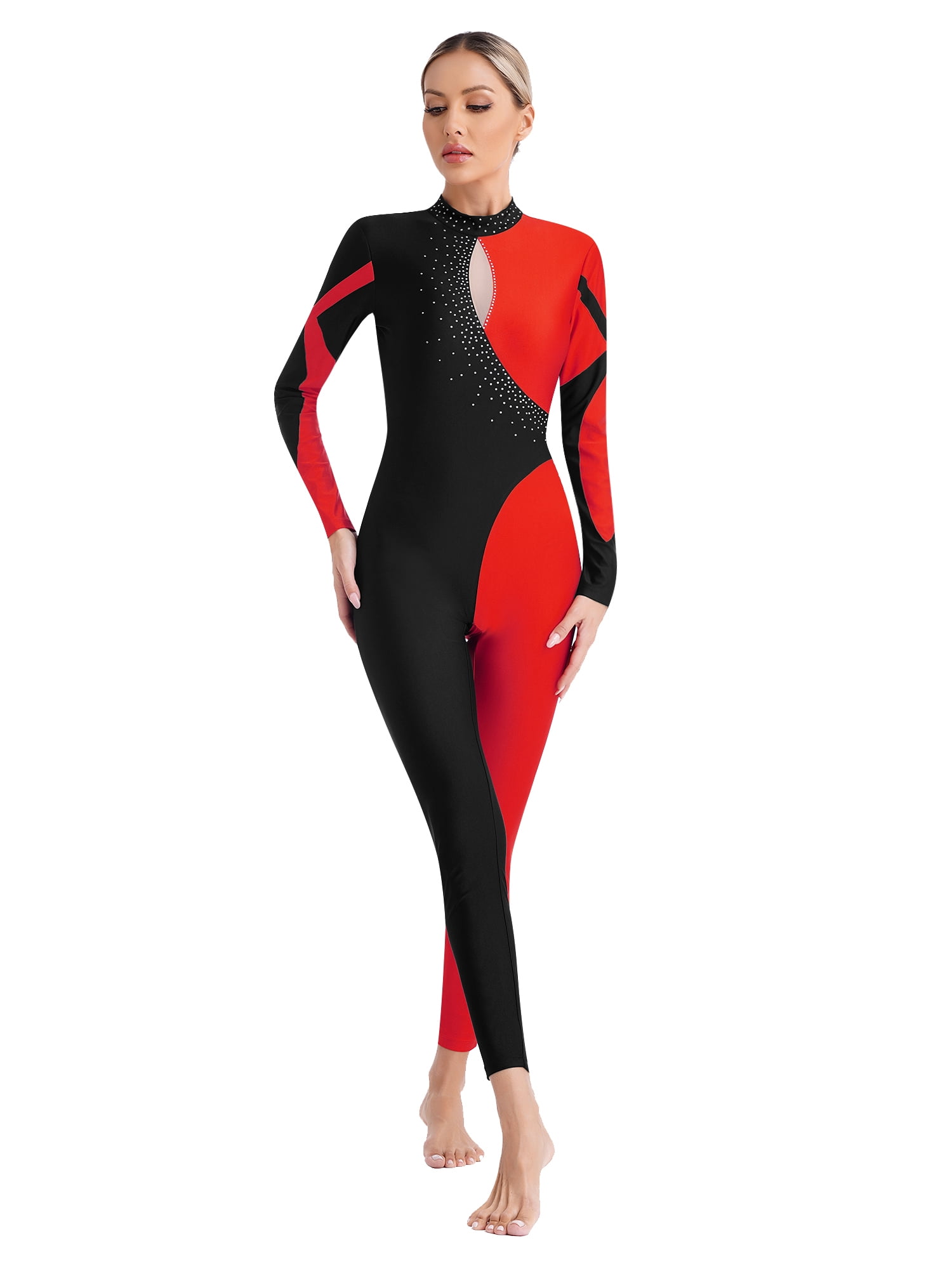 YONGHS Women's Gymnastics Leotard Long Sleeve Unitard Ballet Dance ...