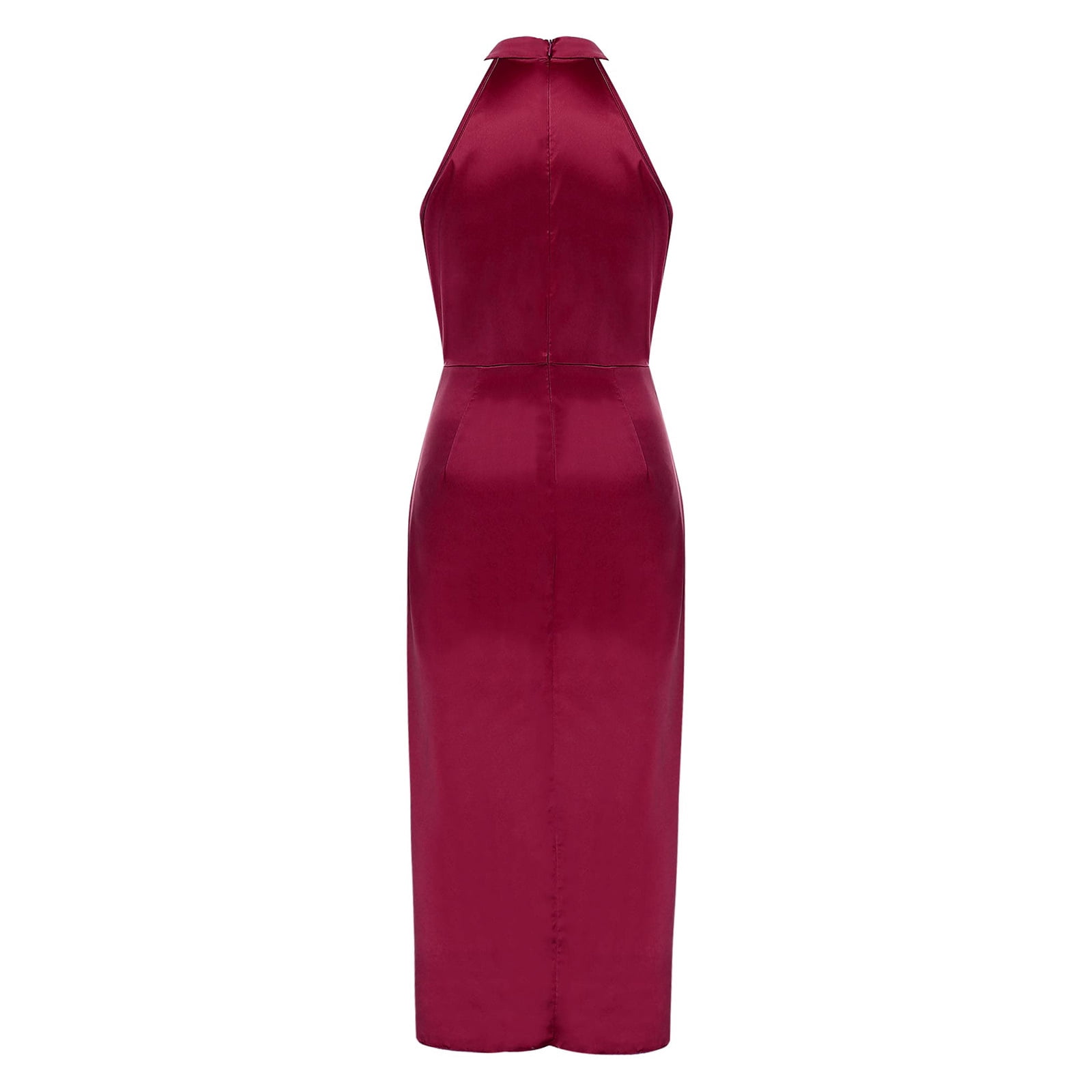 YONGHS Women's Halter Neck Cocktail Party Midi Dress Ruched Bodycon ...