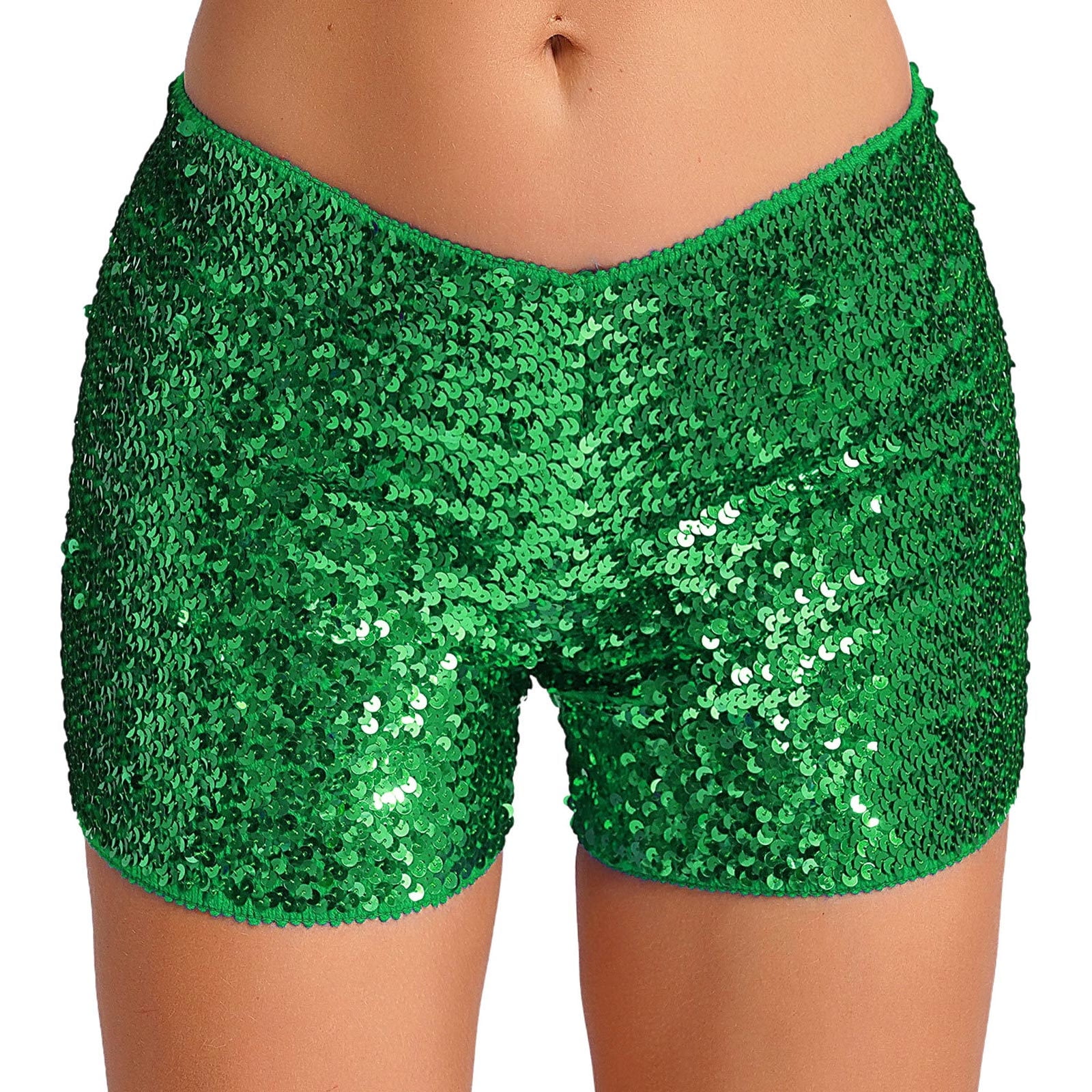 YONGHS Women's Sequin Sparkly Mini Booty Shorts Low Rise Rave Cheeky ...