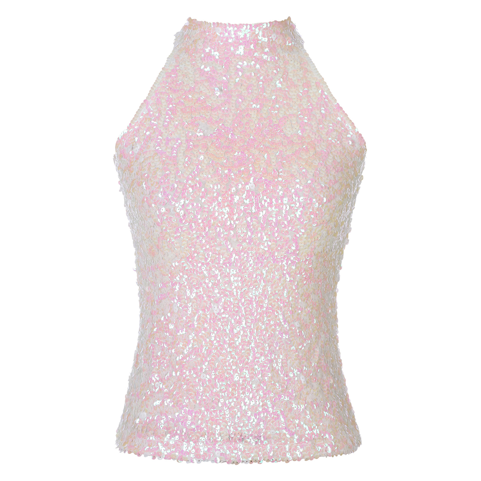 YONGHS Women's Sleeveless Shimmer Flashy Sequined Embellished Sparkle ...