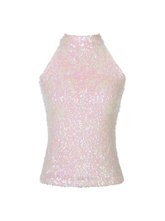 Anna-Kaci Womens Sparkle & Shine Glitter Sequin Embellished Sleeveless ...