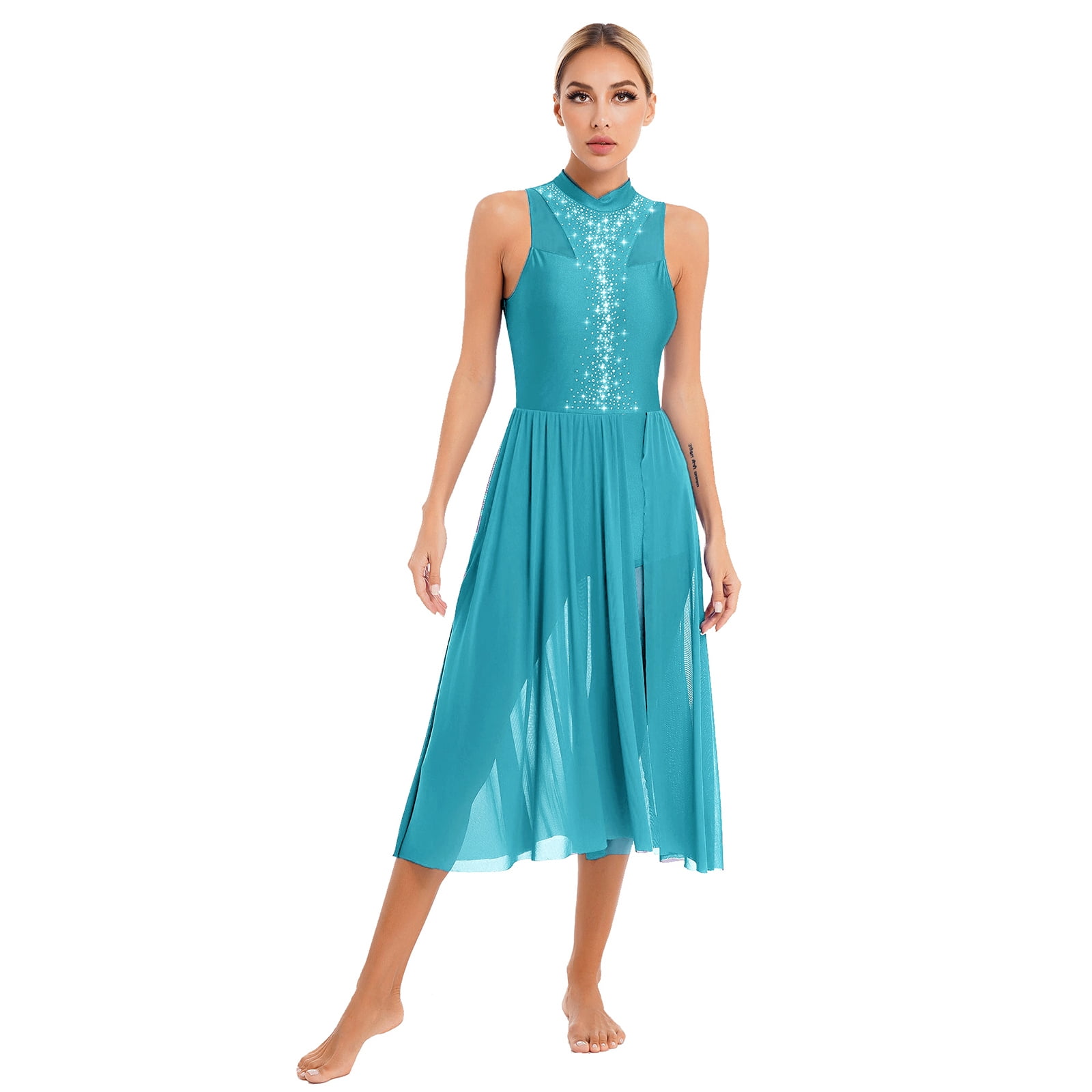 YONGHS Women's Split Lyrical Dance Costume Flowy Contemporary Dance ...