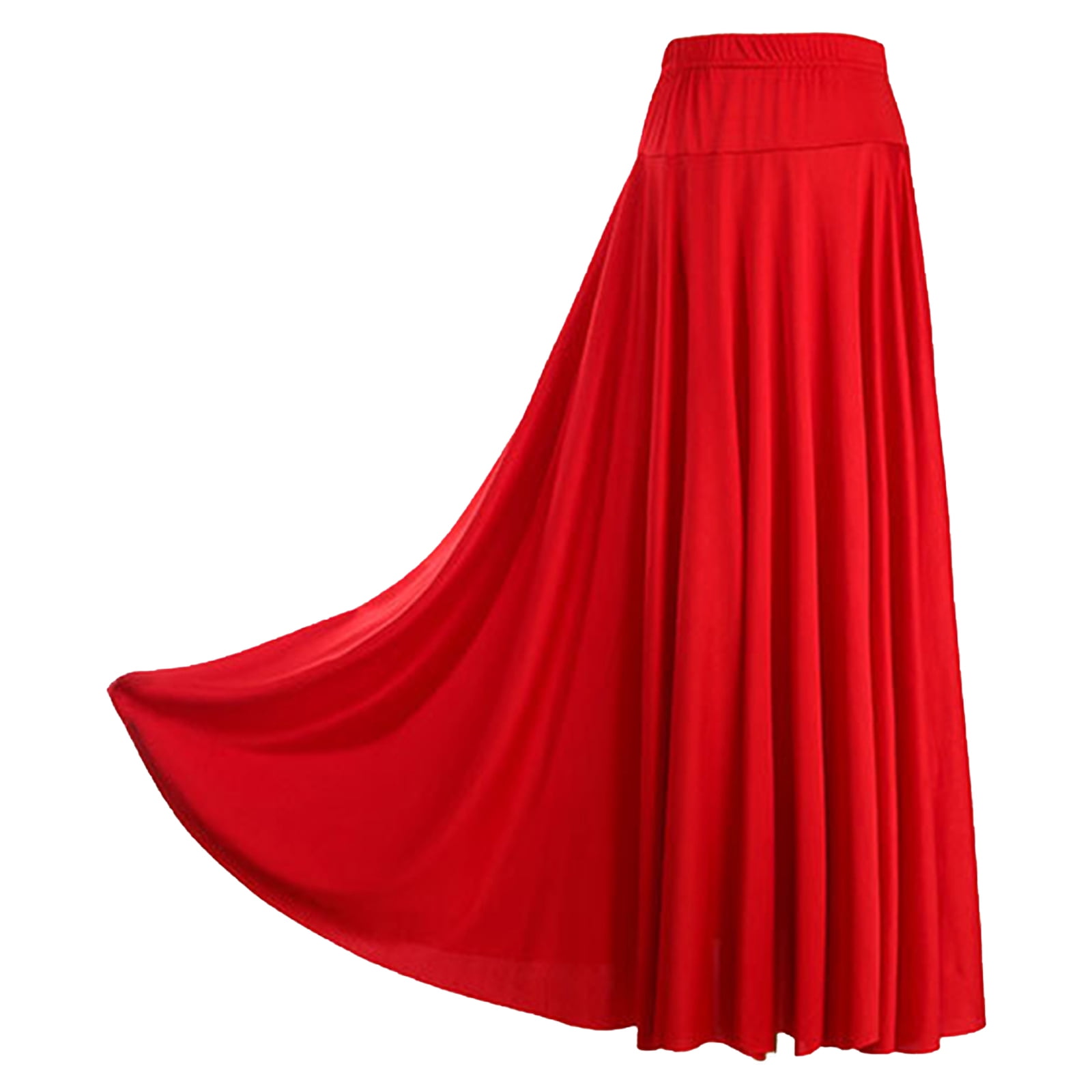YONGHS Womens Ballroom Dance Skirt Solid Color Ruffle Dancewear ...